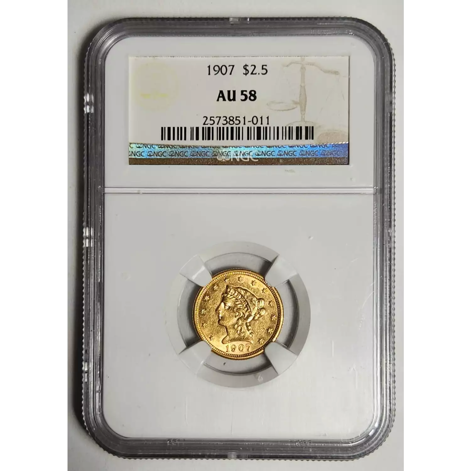 1907 $2.50 Gold Liberty Head Quarter Eagle NGC AU-58 - Bob Paul Rare Coins