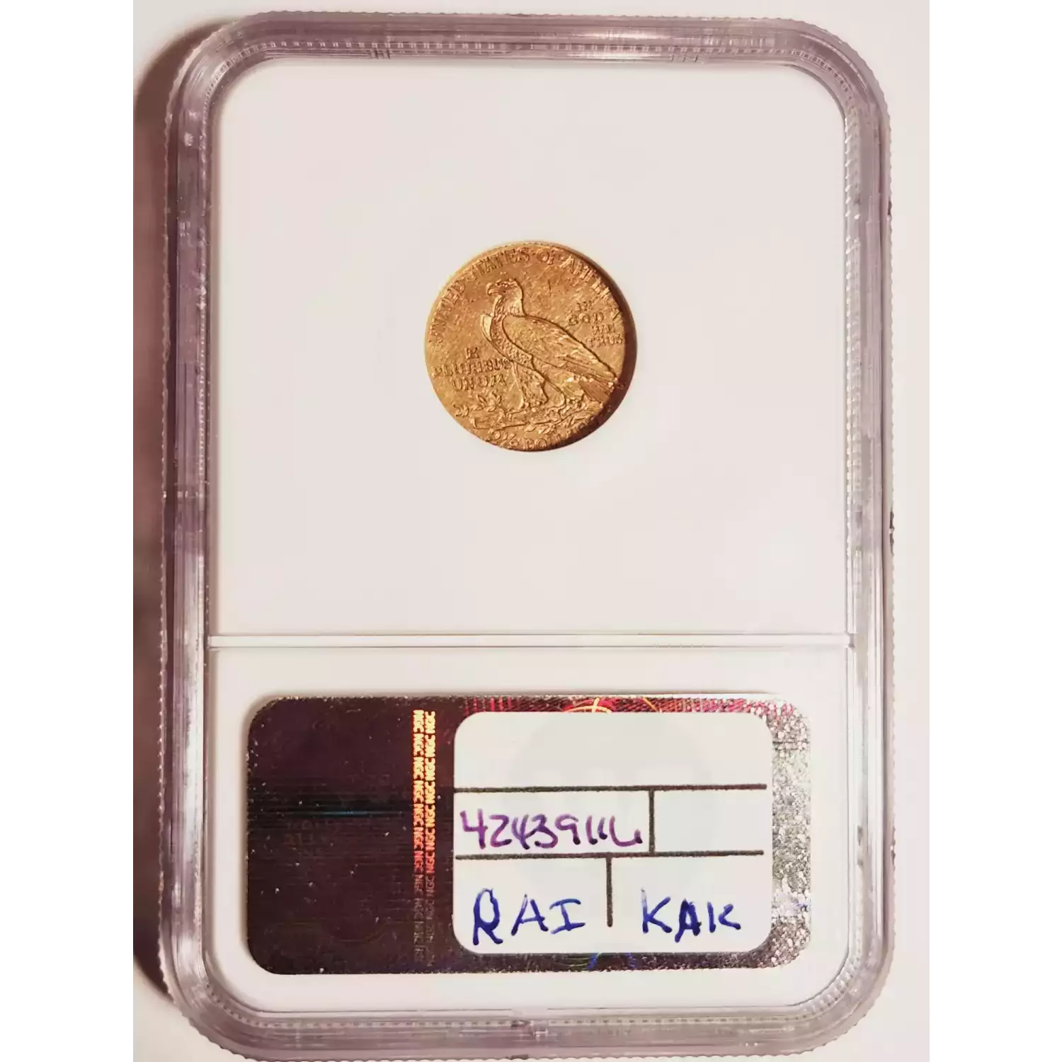 1908 Gold Quarter Eagles $2 1/2 Indian Head NGC AU-58 - Bob Paul Rare Coins