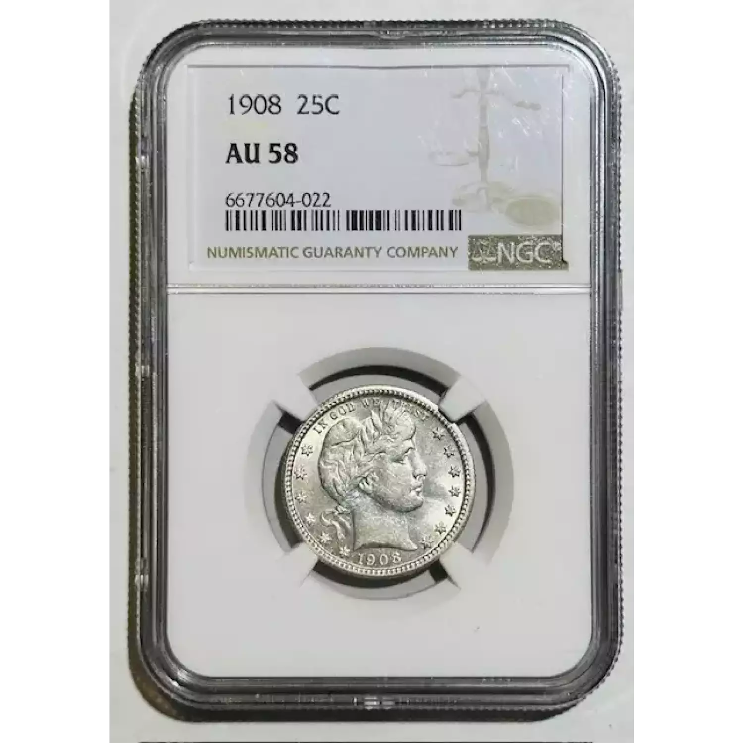 1908 Barber Quarter NGC AU-58 - Bob Paul Rare Coins