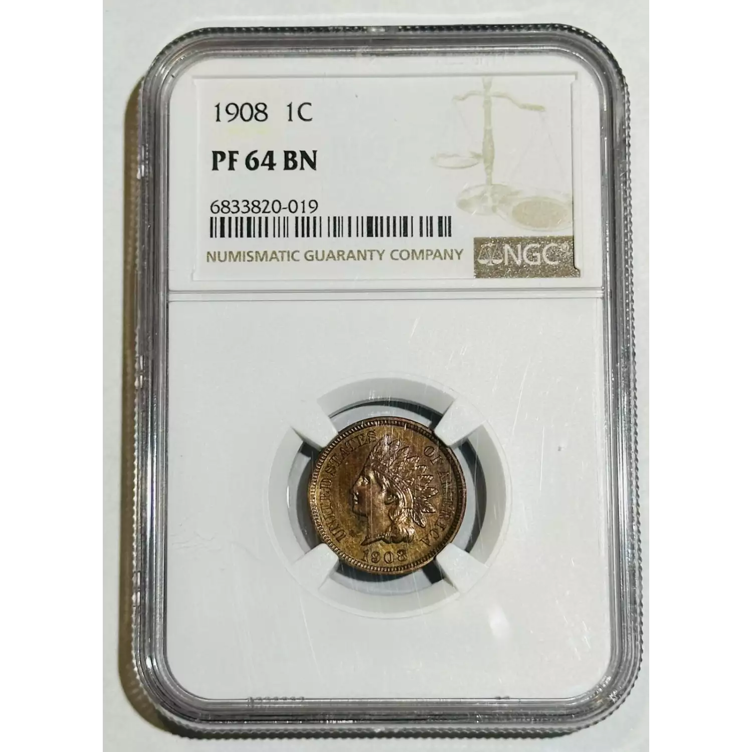 1908 Small Cents Indian Head NGC PF-64 BN - Bob Paul Rare Coins