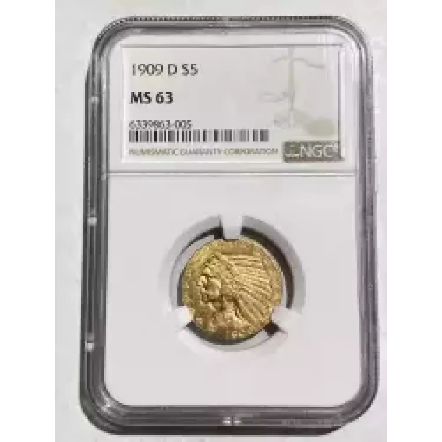 1909-D Gold Half Eagles $5 Indian Head NGC MS-63 - Bob Paul Rare Coins