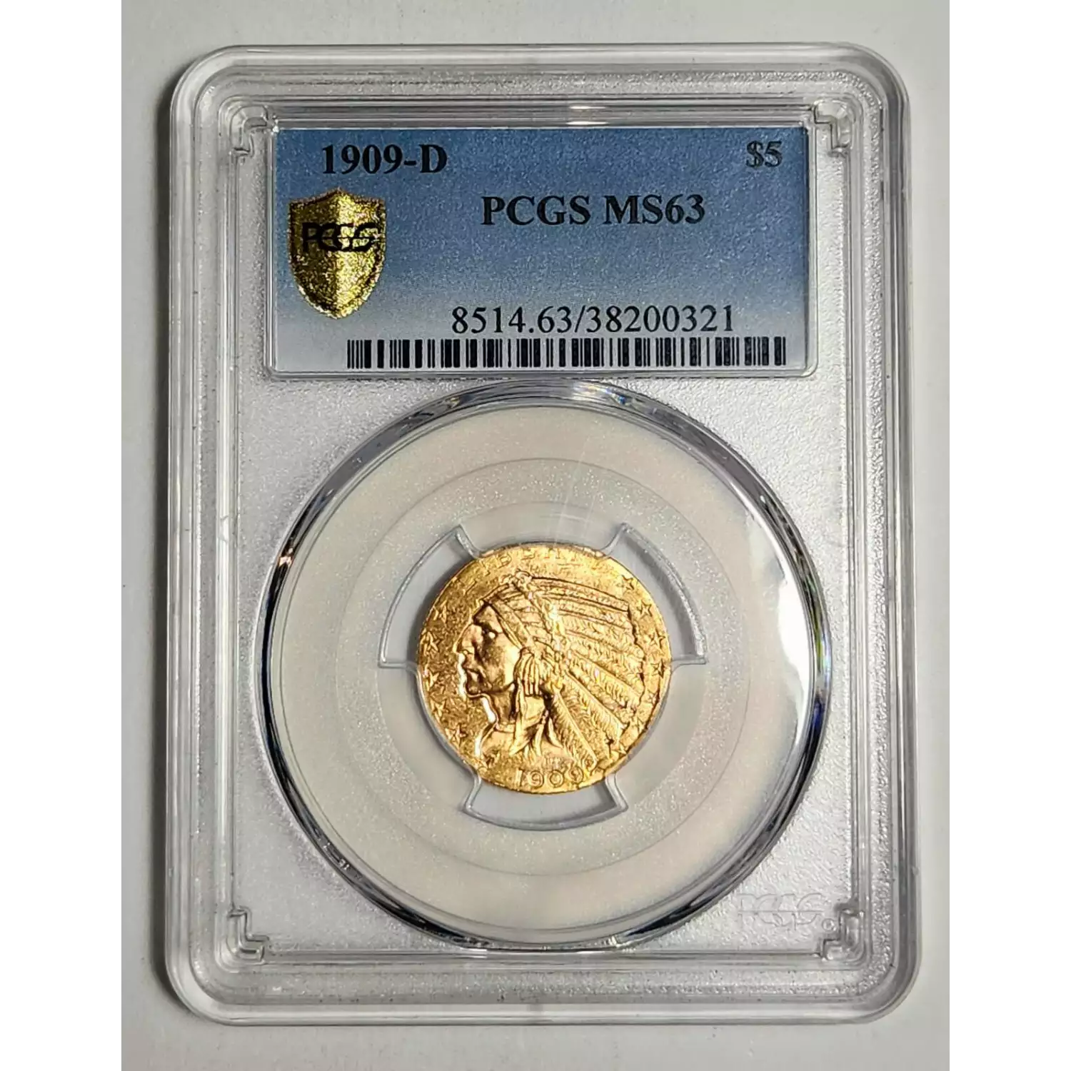 1909-D Gold Half Eagles $5 Indian Head PCGS MS-63 - Bob Paul Rare Coins