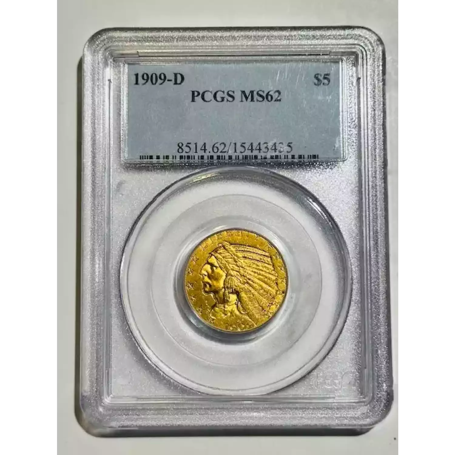 1909-D Gold Half Eagles $5 Indian Head PCGS MS-62 - Bob Paul Rare Coins