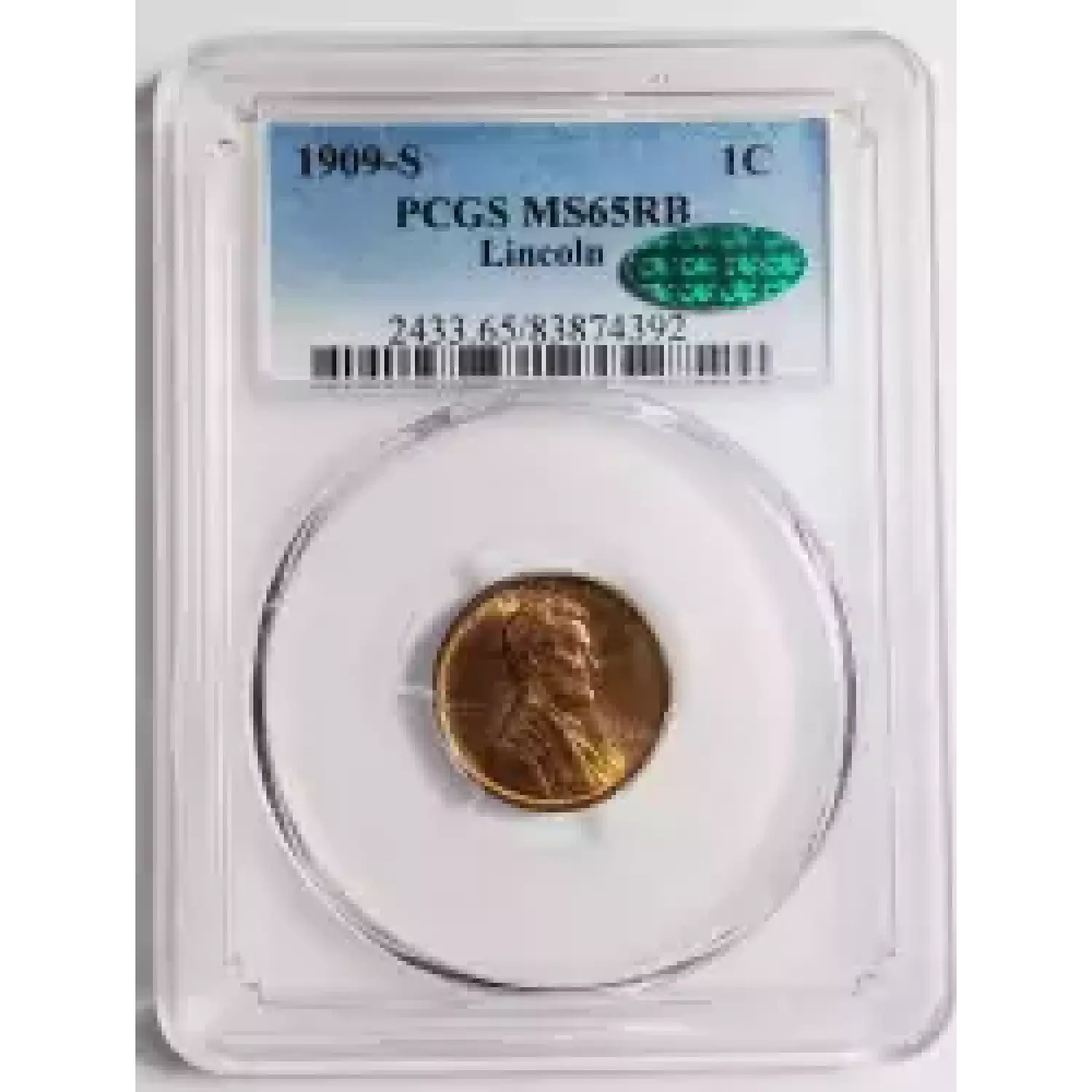 1909-S PCGS MS-65 RB Lincoln Small Cents Lincoln, Wheat Ears Reverse CAC - Bob Paul Rare Coins