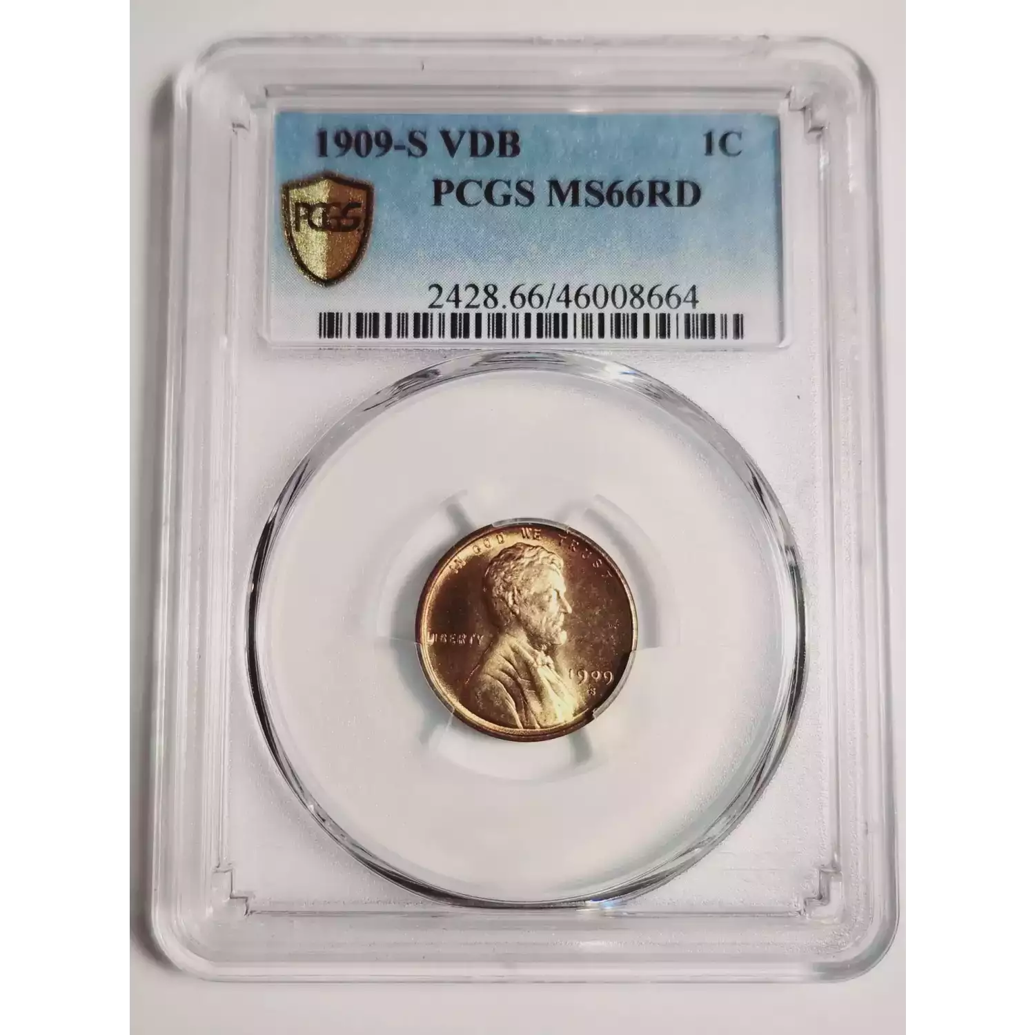 1909-S VDB Small Cents Lincoln, Wheat Ears Reverse PCGS MS-66 RD - Bob Paul Rare Coins