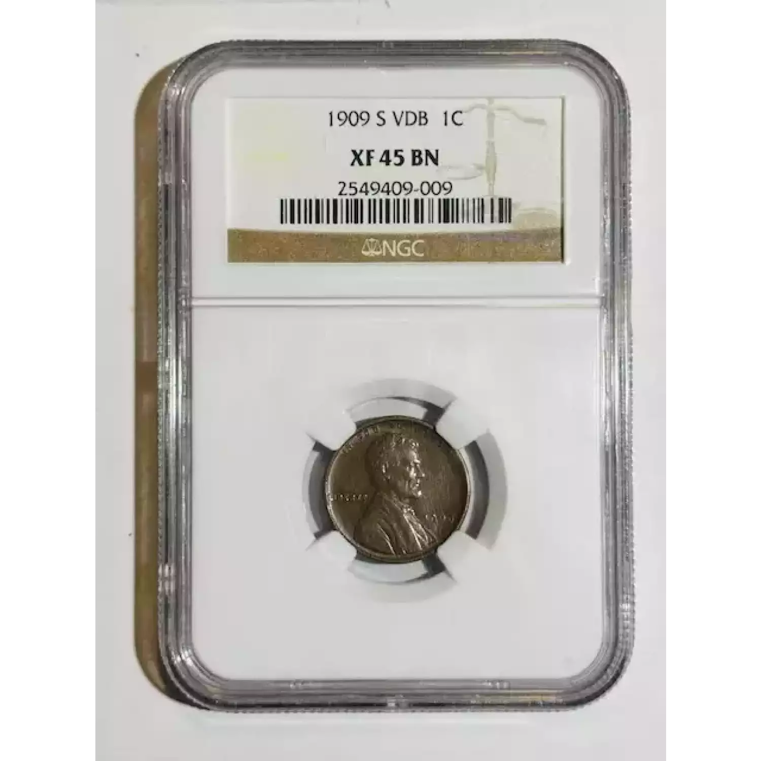 1909-S Small Cents Lincoln, Wheat Ears Reverse NGC XF-45 BN - Bob Paul Rare Coins