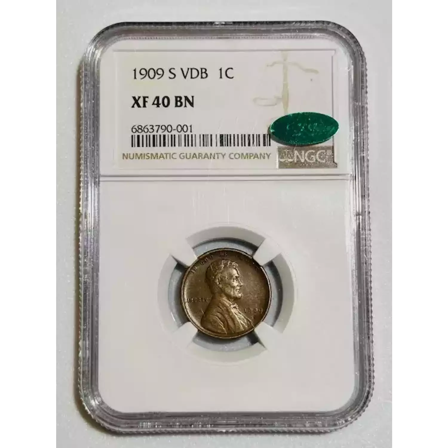 1909-S Small Cents Lincoln, Wheat Ears Reverse NGC XF-40 BN Low CAC Population! CAC - Bob Paul ...