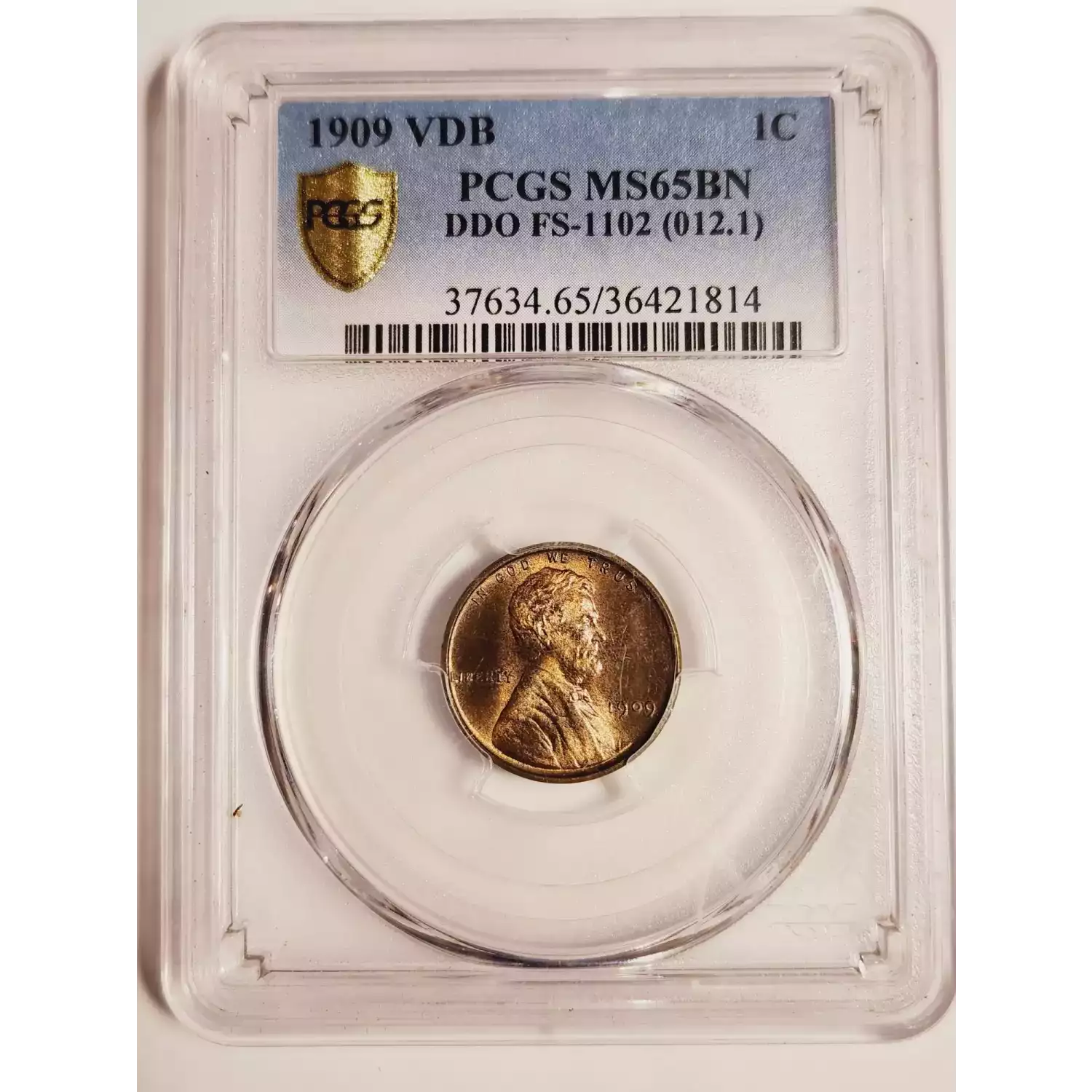 1909-P VDB Small Cents Lincoln, Wheat Ears Reverse PCGS MS-65 BN - Very Pretty - Looks RB ...