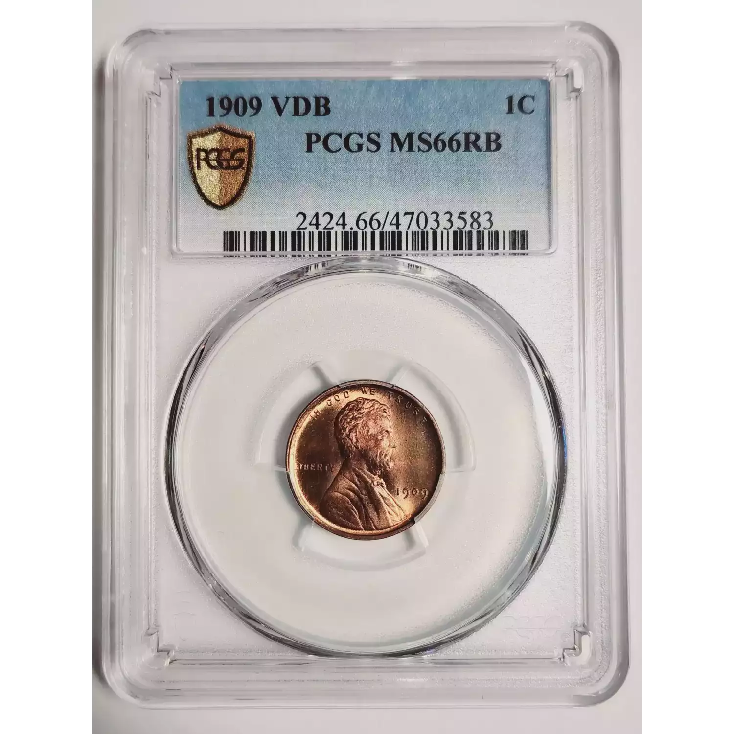 1909-P VDB Small Cents Lincoln, Wheat Ears Reverse PCGS MS-66 RB - Bob Paul Rare Coins