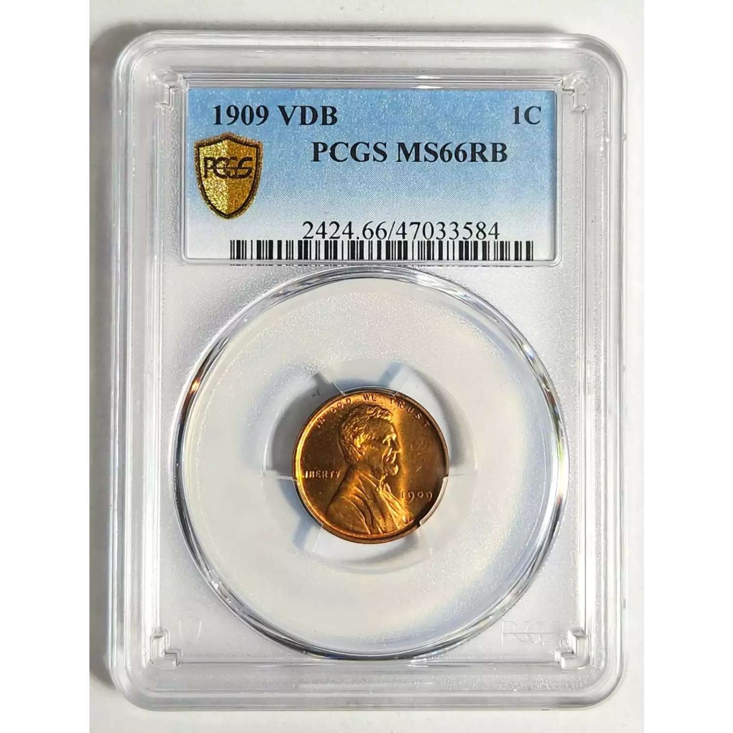 1909-P VDB Small Cents Lincoln, Wheat Ears Reverse PCGS MS-66 RB - PRETTY! - PQ - Bob Paul Rare ...