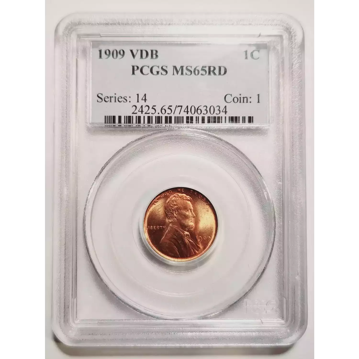 1909 Small Cents Lincoln, Wheat Ears Reverse PCGS MS-65 RD - VDB - Bob Paul Rare Coins