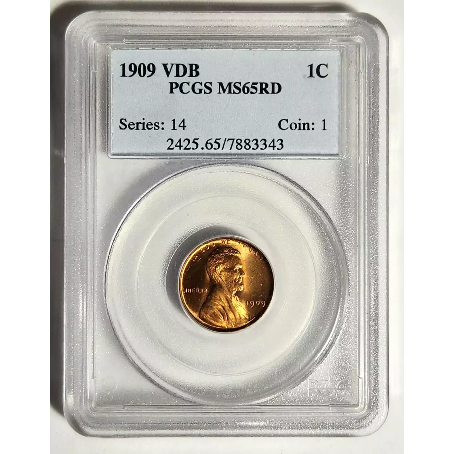 1909-P VDB Small Cents Lincoln, Wheat Ears Reverse PCGS MS-65 RD - NICE COIN - Bob Paul Rare Coins