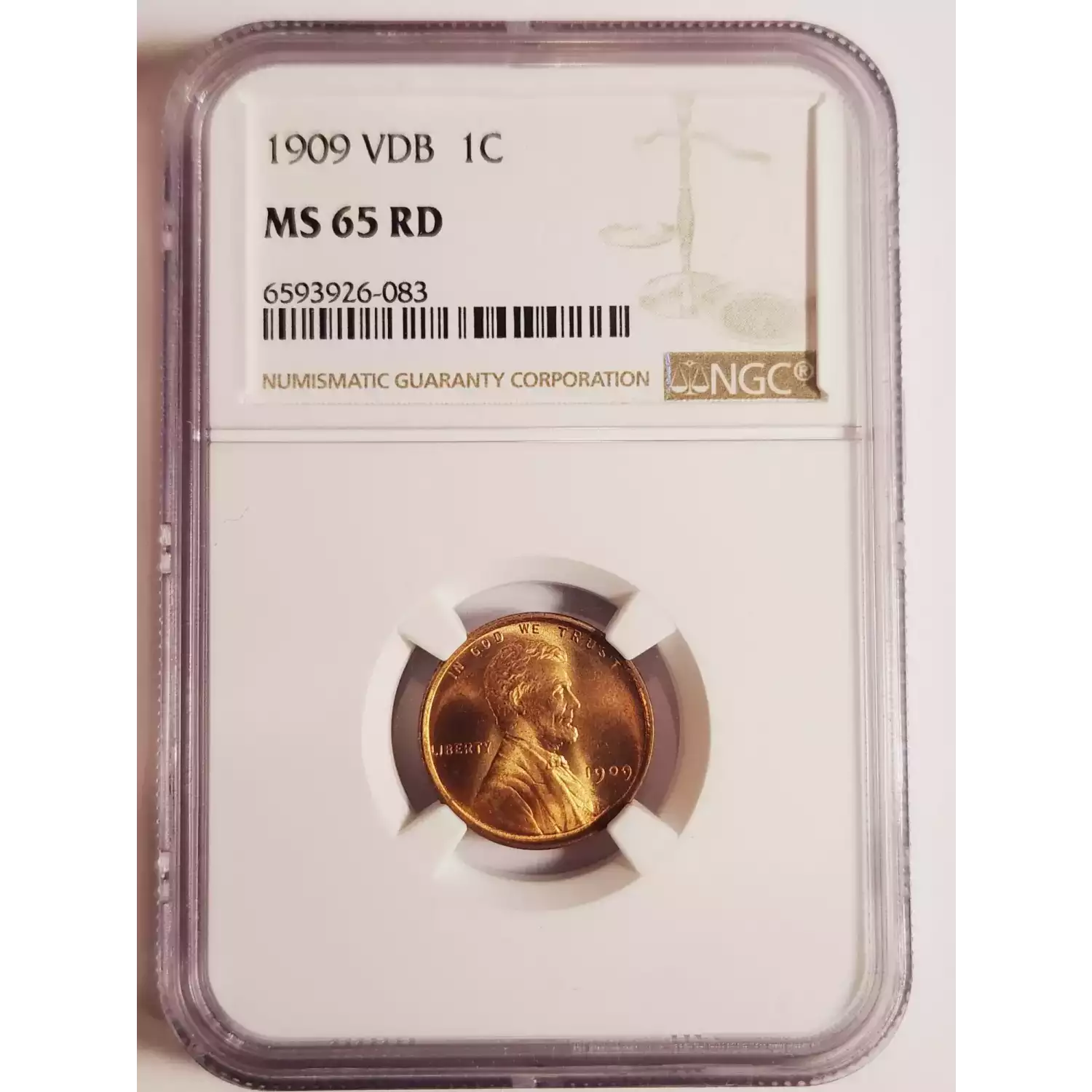 1909-P VDB Small Cents Lincoln, Wheat Ears Reverse NGC MS-65 RD - Bob Paul Rare Coins