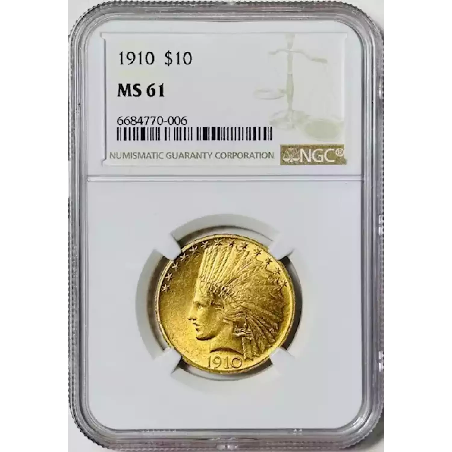 1910 Gold Eagles $10 Indian Head NGC MS-61 Premium Quality! - Bob Paul Rare Coins