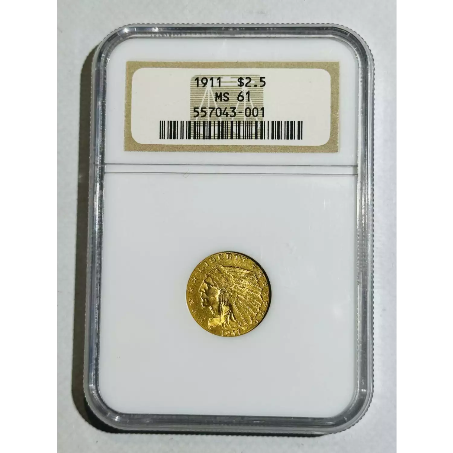 1911 Gold Quarter Eagles $2 1/2 Indian Head NGC MS-61 - Bob Paul Rare Coins