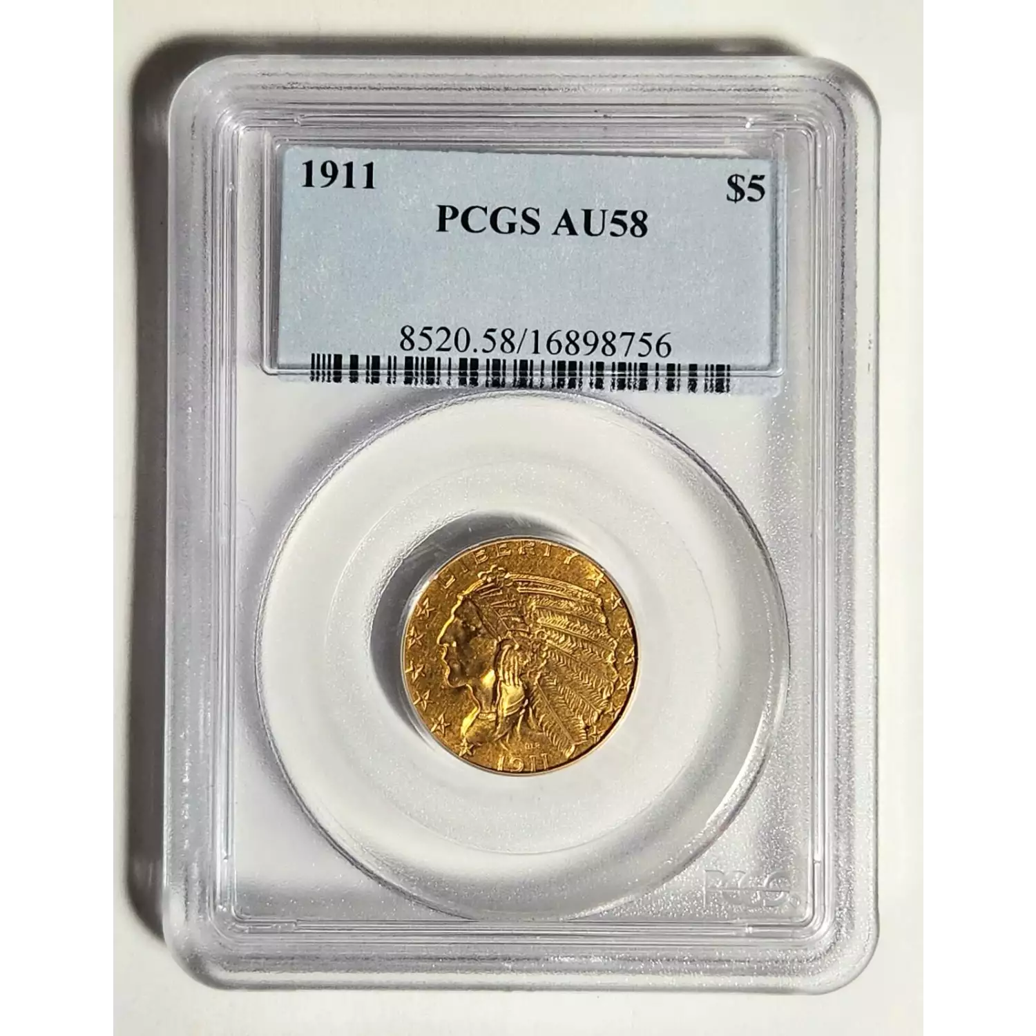 1911 Gold Half Eagles $5 Indian Head PCGS AU-58 - Bob Paul Rare Coins