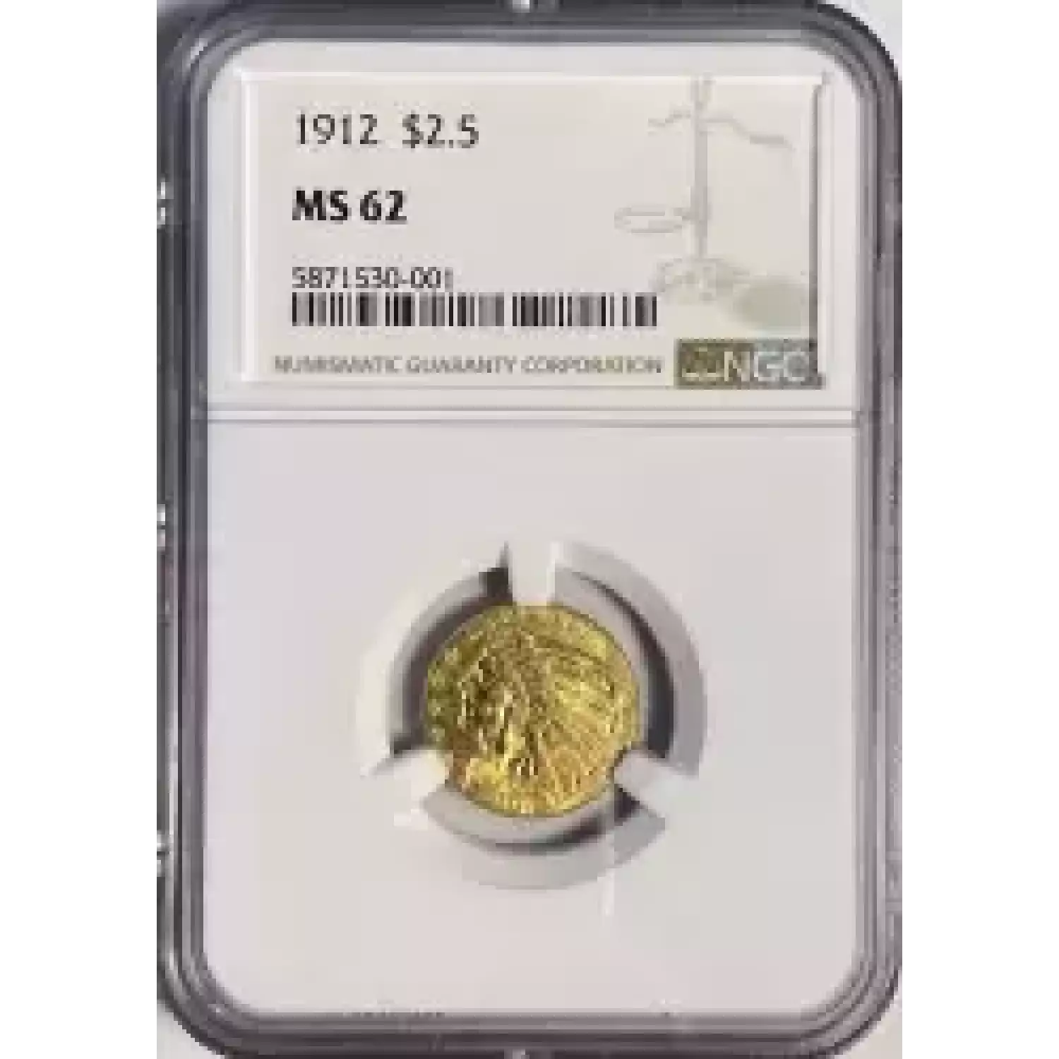 1912 Gold Quarter Eagles $2 1/2 Indian Head NGC MS-62 - Bob Paul Rare Coins