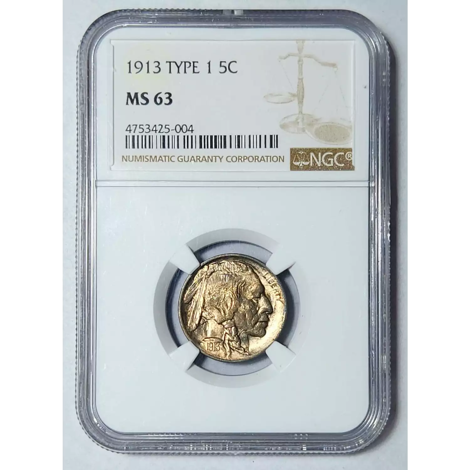 1913 Buffalo Nickel NGC MS-63 - TYPE 1 - REV ROTATED - Bob Paul Rare Coins