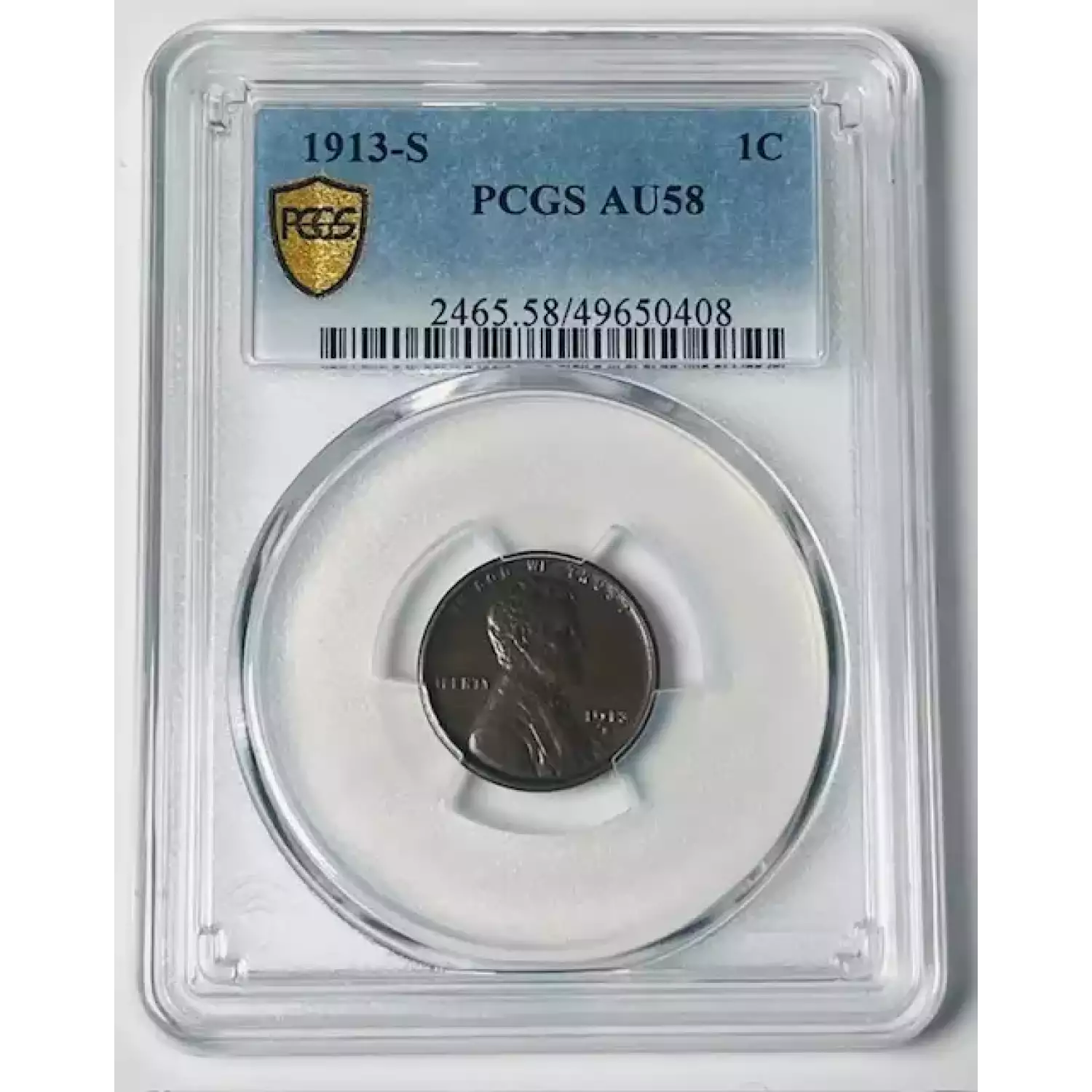 1913-S Small Cents Lincoln, Wheat Ears Reverse PCGS AU-58 BN - Bob Paul Rare Coins