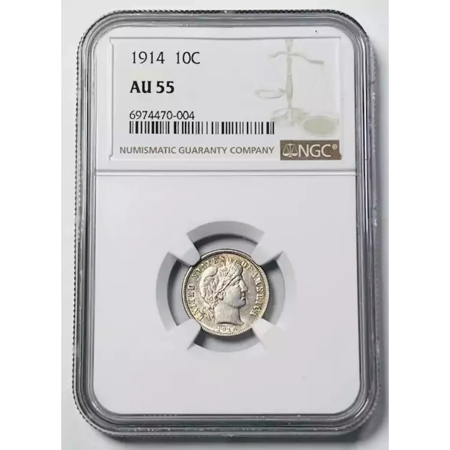 1914 Barber Dime NGC AU-55 - Bob Paul Rare Coins