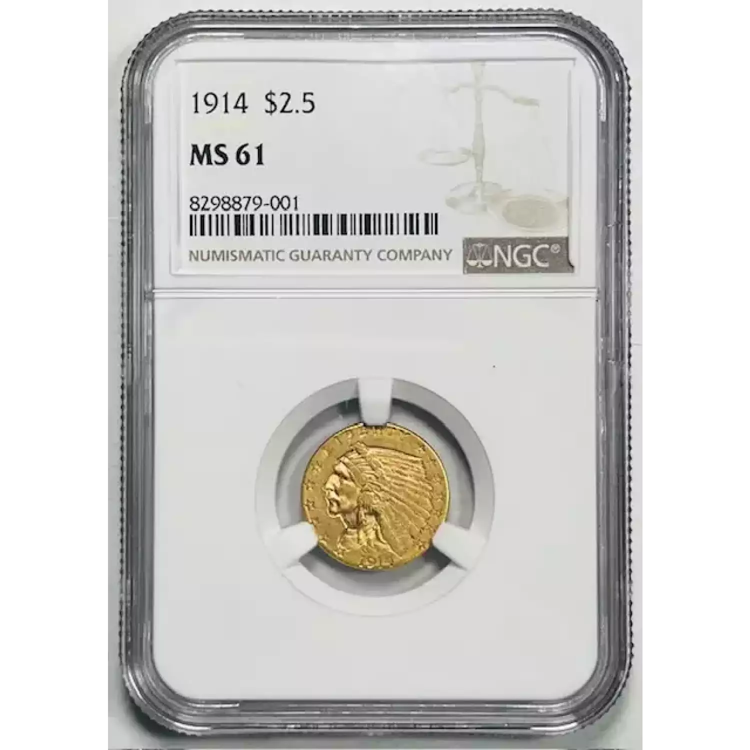 1914 Gold Quarter Eagles $2 1/2 Indian Head NGC MS-61 - Bob Paul Rare Coins