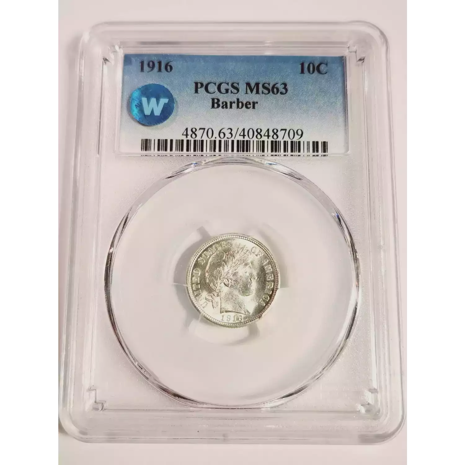 1916 Barber Dime PCGS MS-63 Barber Sight White - Bob Paul Rare Coins