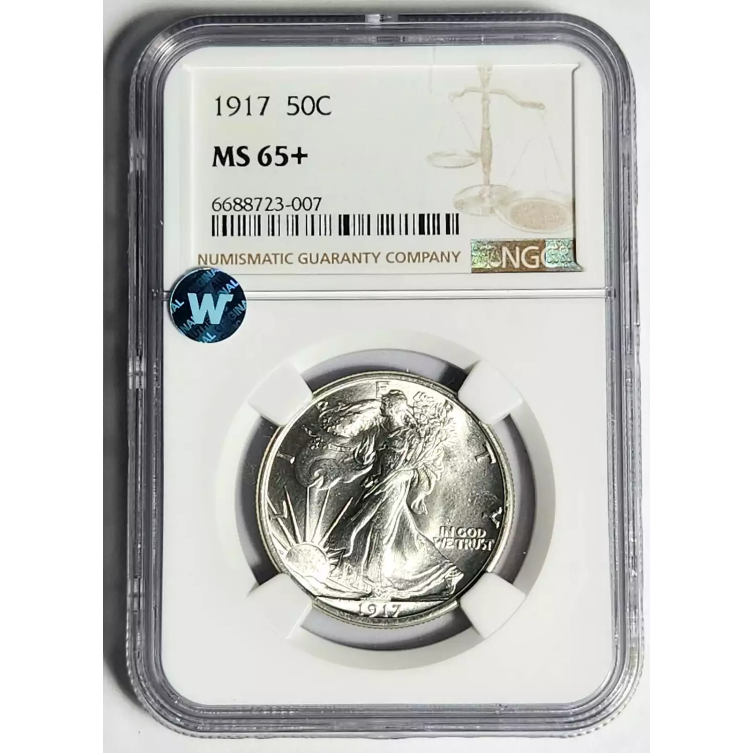 1917 Walking Liberty Half Dollar NGC MS-65+ Sight White - Bob Paul Rare ...