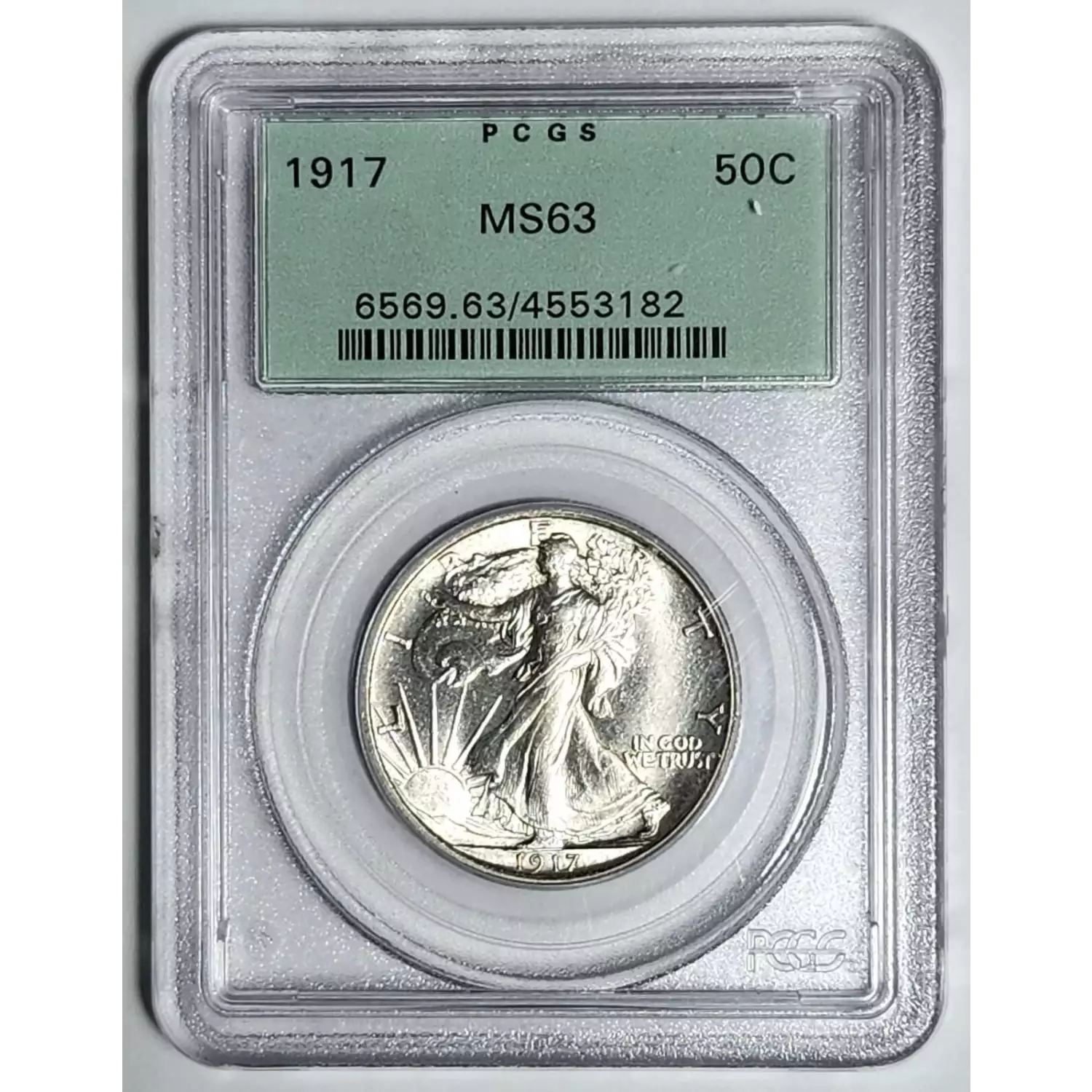 1917 Walking Liberty Half Dollar PCGS MS-63 - OGH - OLD GREEN HOLDER ...