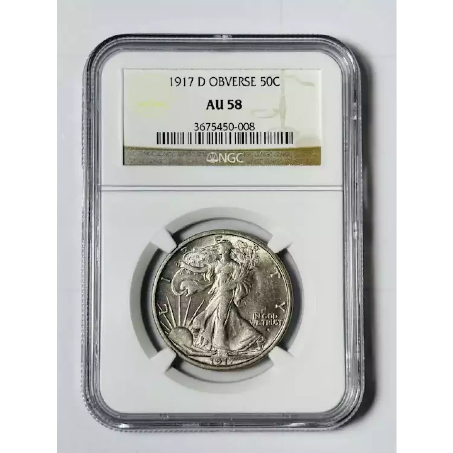 1917-D- Obverse Walking Liberty Half Dollar NGC AU-58 D Lots of Luster! - Bob Paul Rare Coins