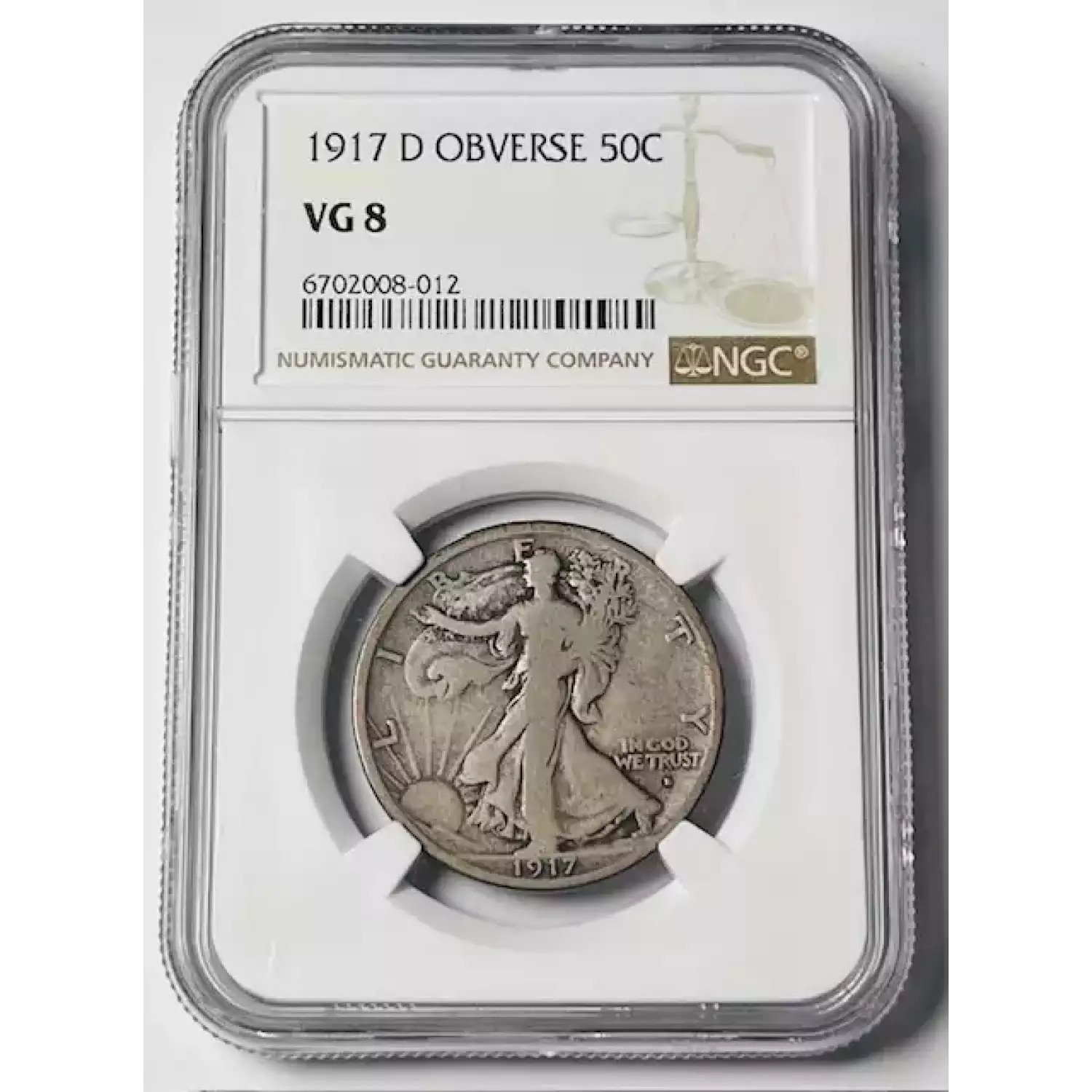 1917-D Walking Liberty Half Dollar NGC VG-8 D - Bob Paul Rare Coins