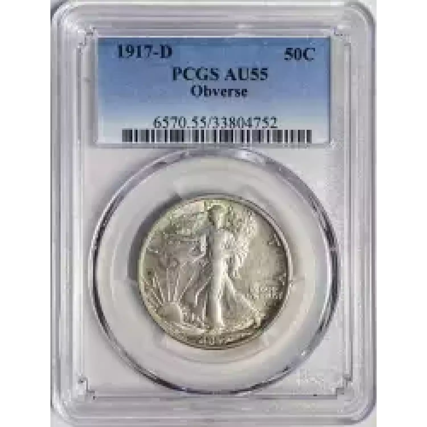 1917-D Walking Liberty Half Dollar PCGS AU-55 Obverse - Bob Paul Rare Coins