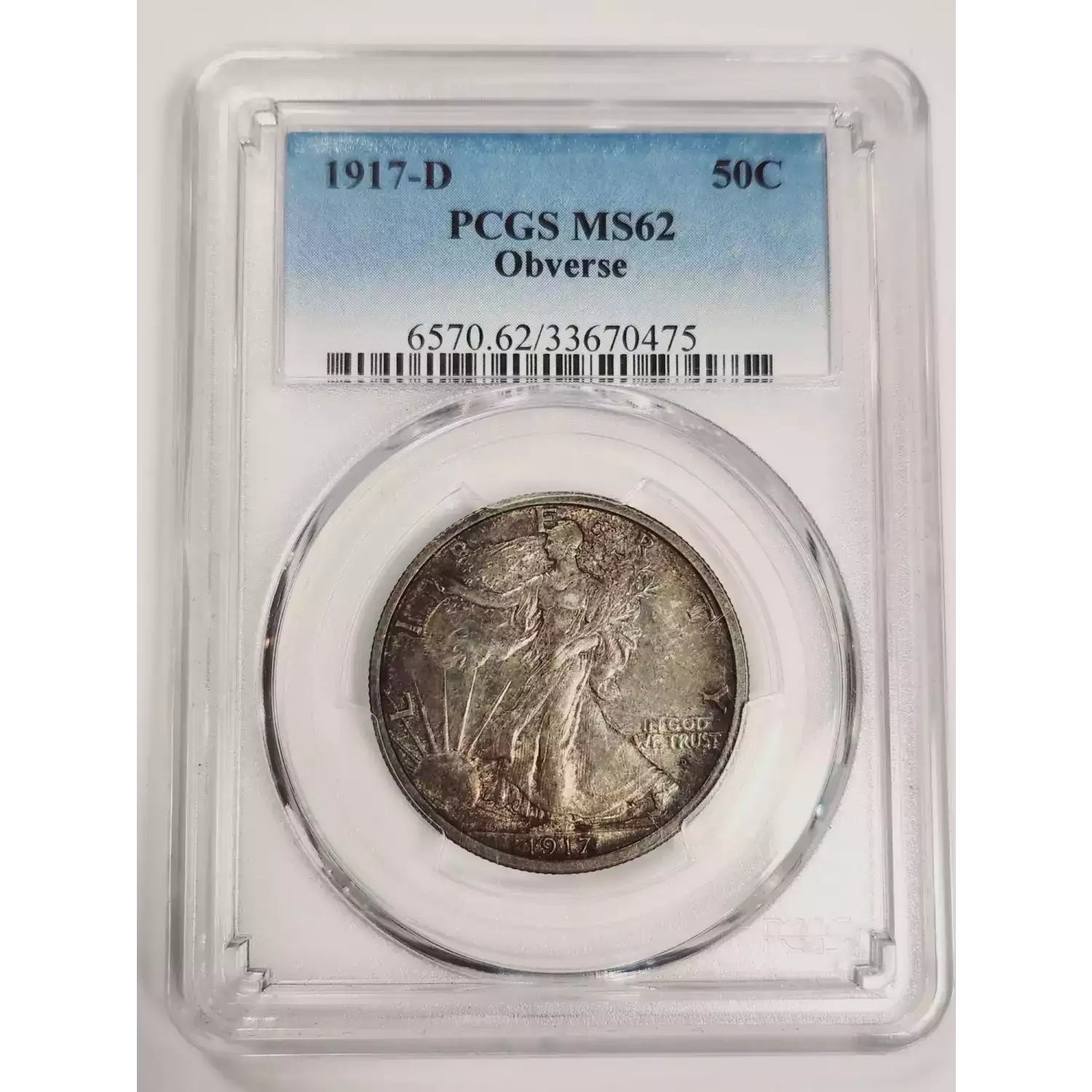 1917-D Walking Liberty Half Dollar PCGS MS-62 Obverse - Bob Paul Rare Coins