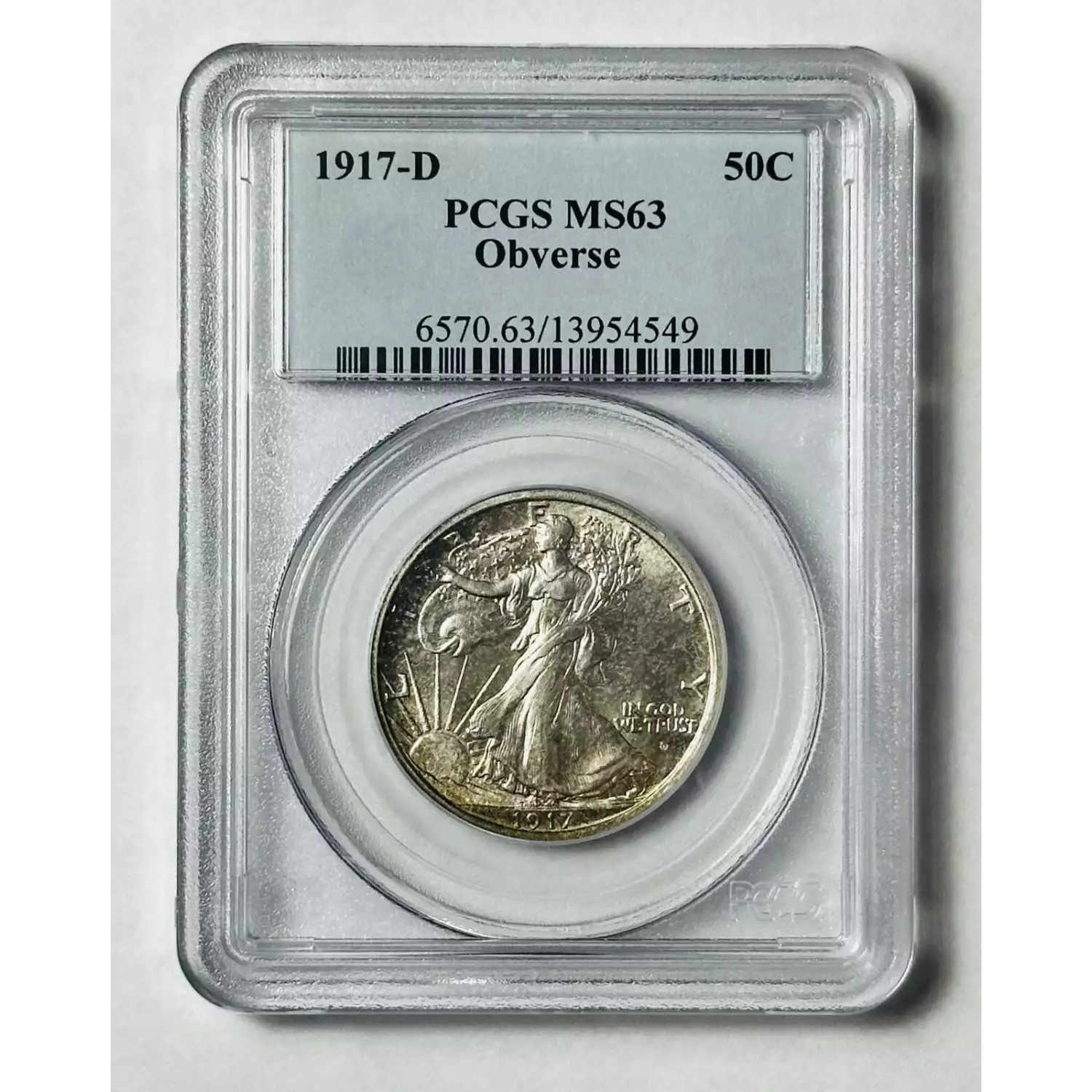 1917-D Walking Liberty Half Dollar PCGS MS-63 Obverse - Bob Paul Rare Coins