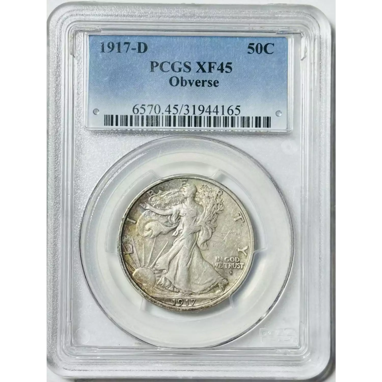 1917-D Walking Liberty Half Dollar PCGS XF-45 Obverse - Bob Paul Rare Coins
