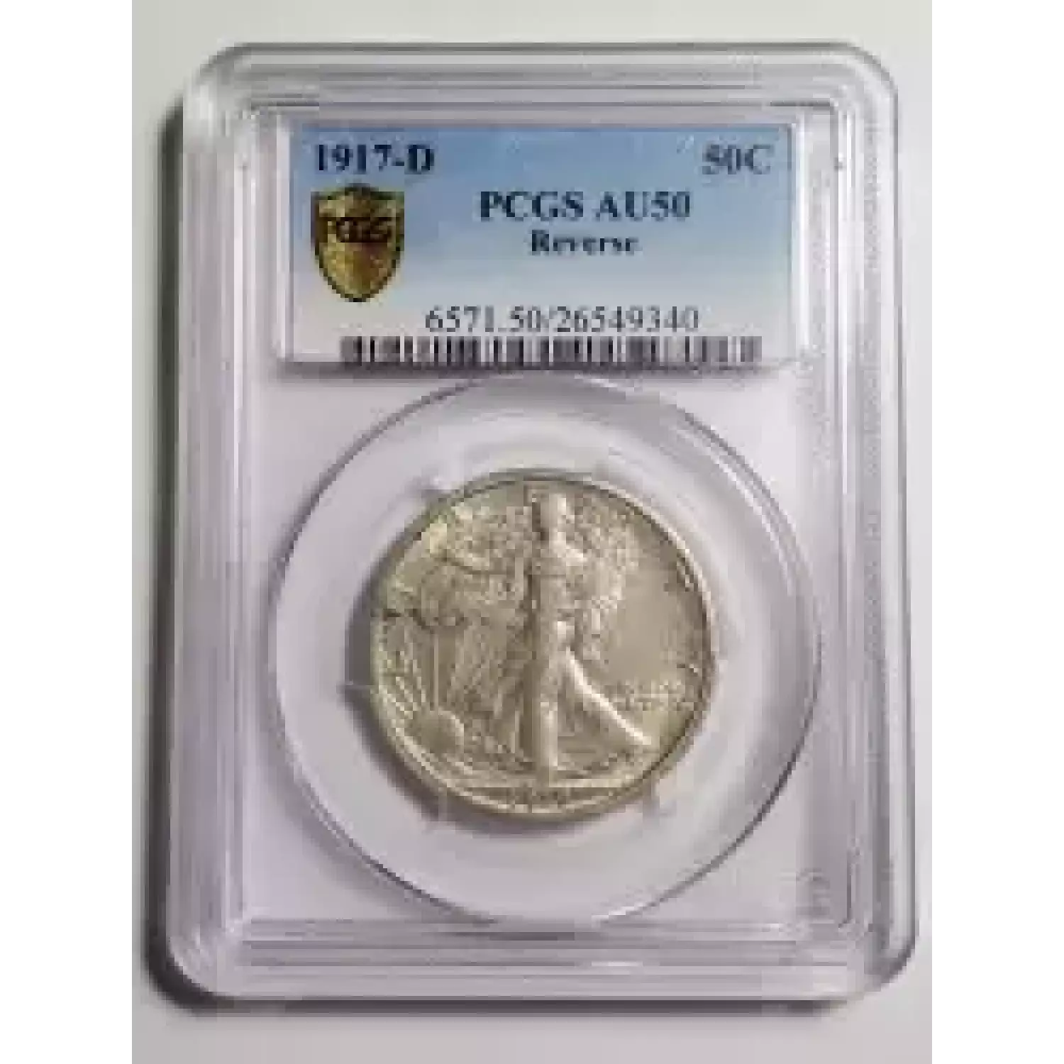 1917-D Walking Liberty Half Dollar PCGS AU-50 Reverse - Bob Paul Rare Coins