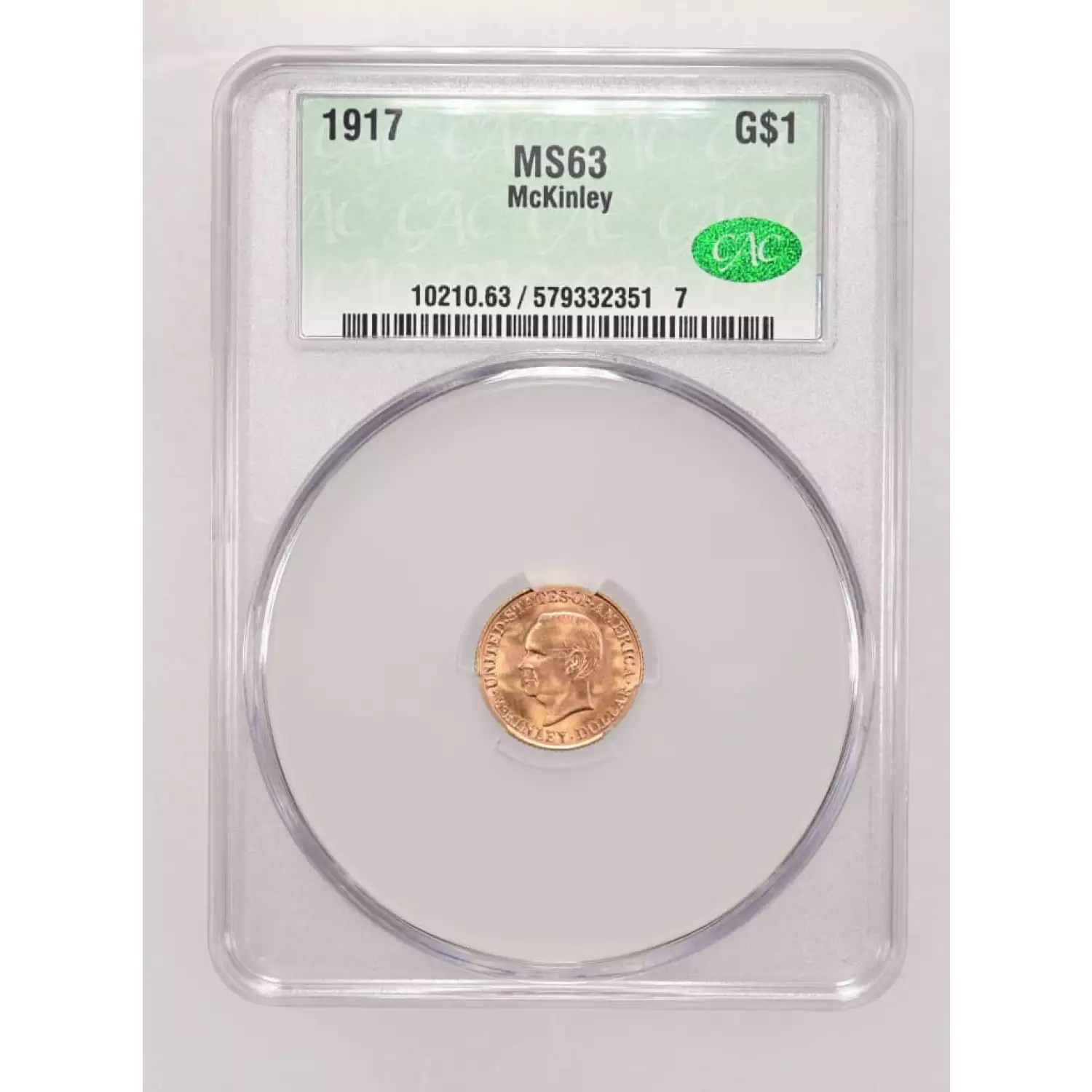 1917 Classic Commemorative McKinley Memorial CACG MS 63 McKinley ...