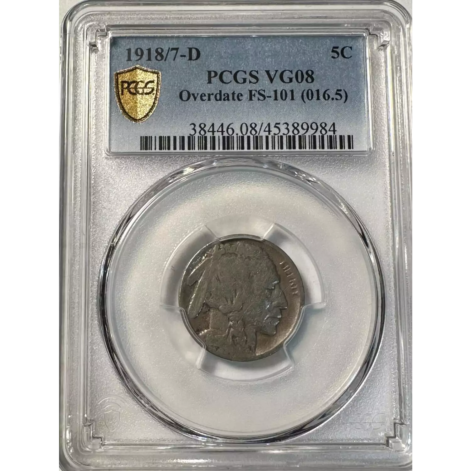 1918/7-D Buffalo Nickel PCGS VG-8 Overdate FS-101 - Bob Paul Rare Coins