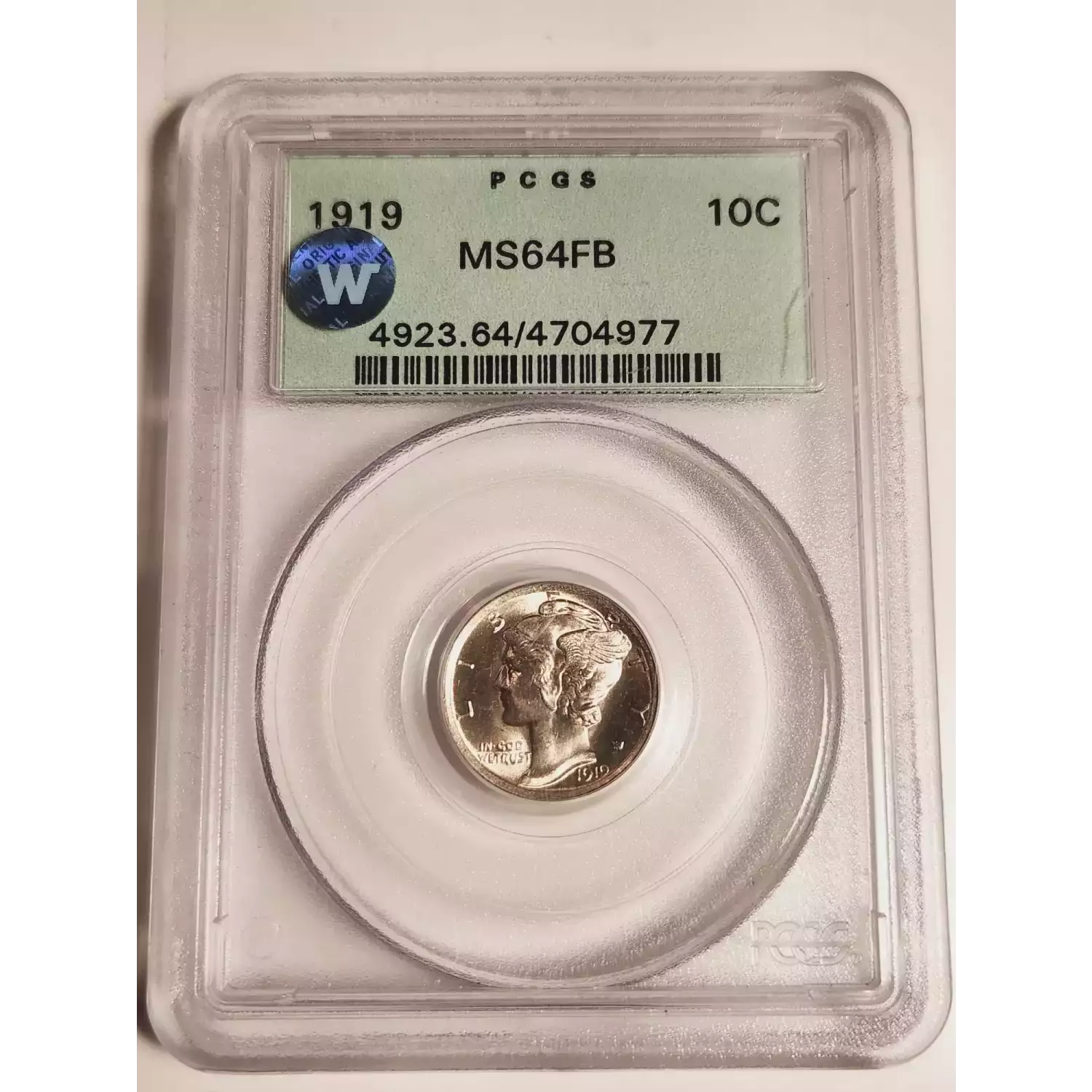 1919 PCGS MS-64 FB - OGH - Old Green holder Mercury Dime Sight White - Bob Paul Rare Coins