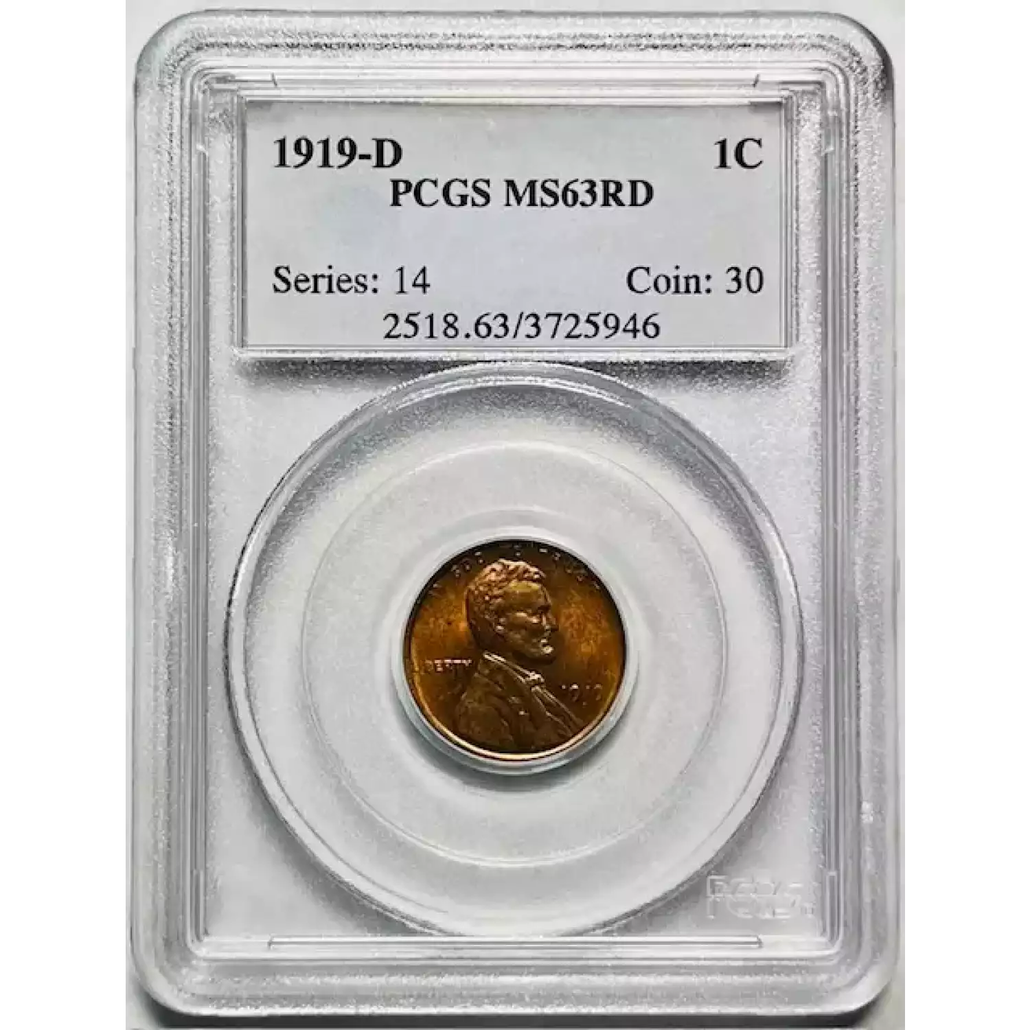 1919-D Small Cents Lincoln, Wheat Ears Reverse PCGS MS-63 RD - Bob Paul ...