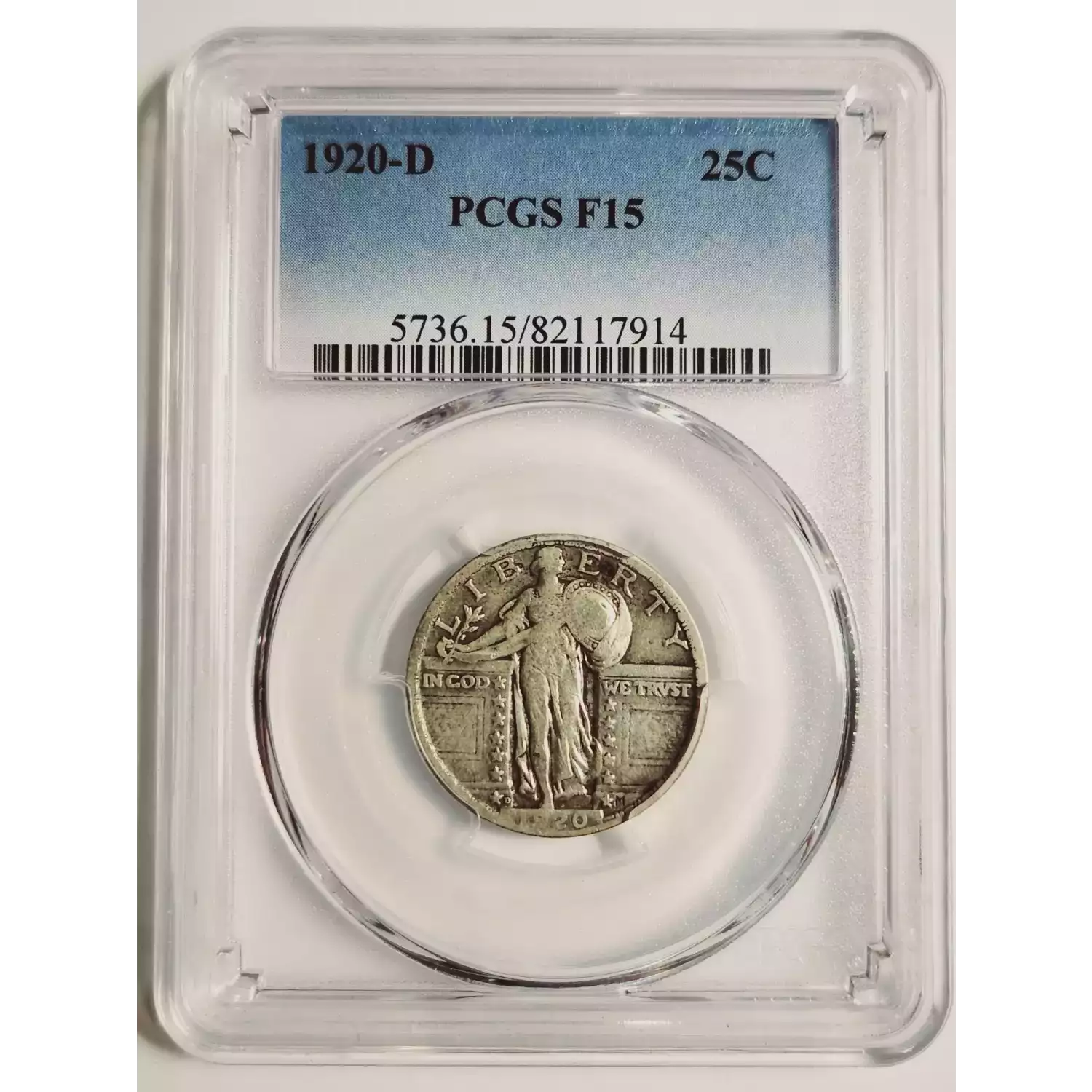 1920-D Standing Liberty Quarter PCGS F-15 - Bob Paul Rare Coins