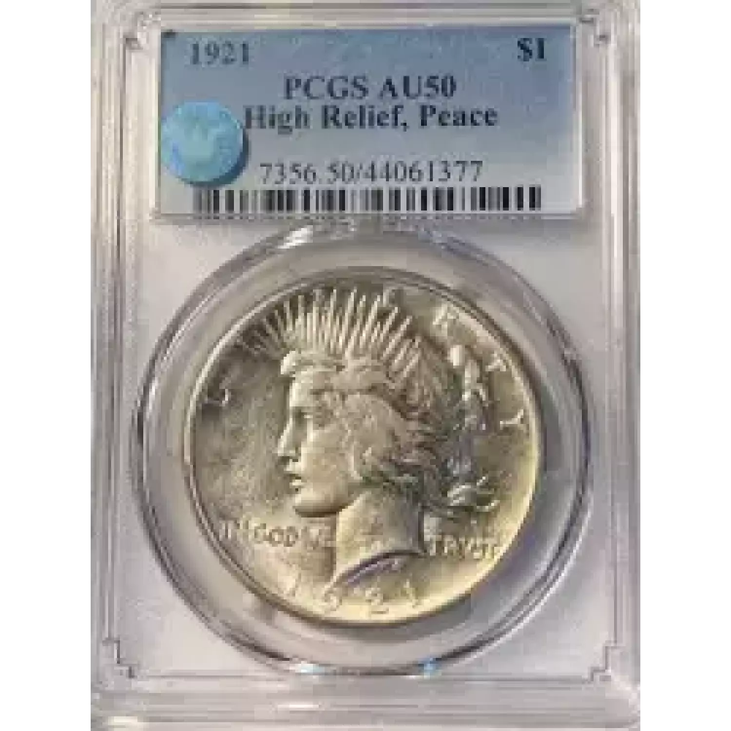 1921 Peace Dollar PCGS AU-50 Peace Sight White - Bob Paul Rare Coins