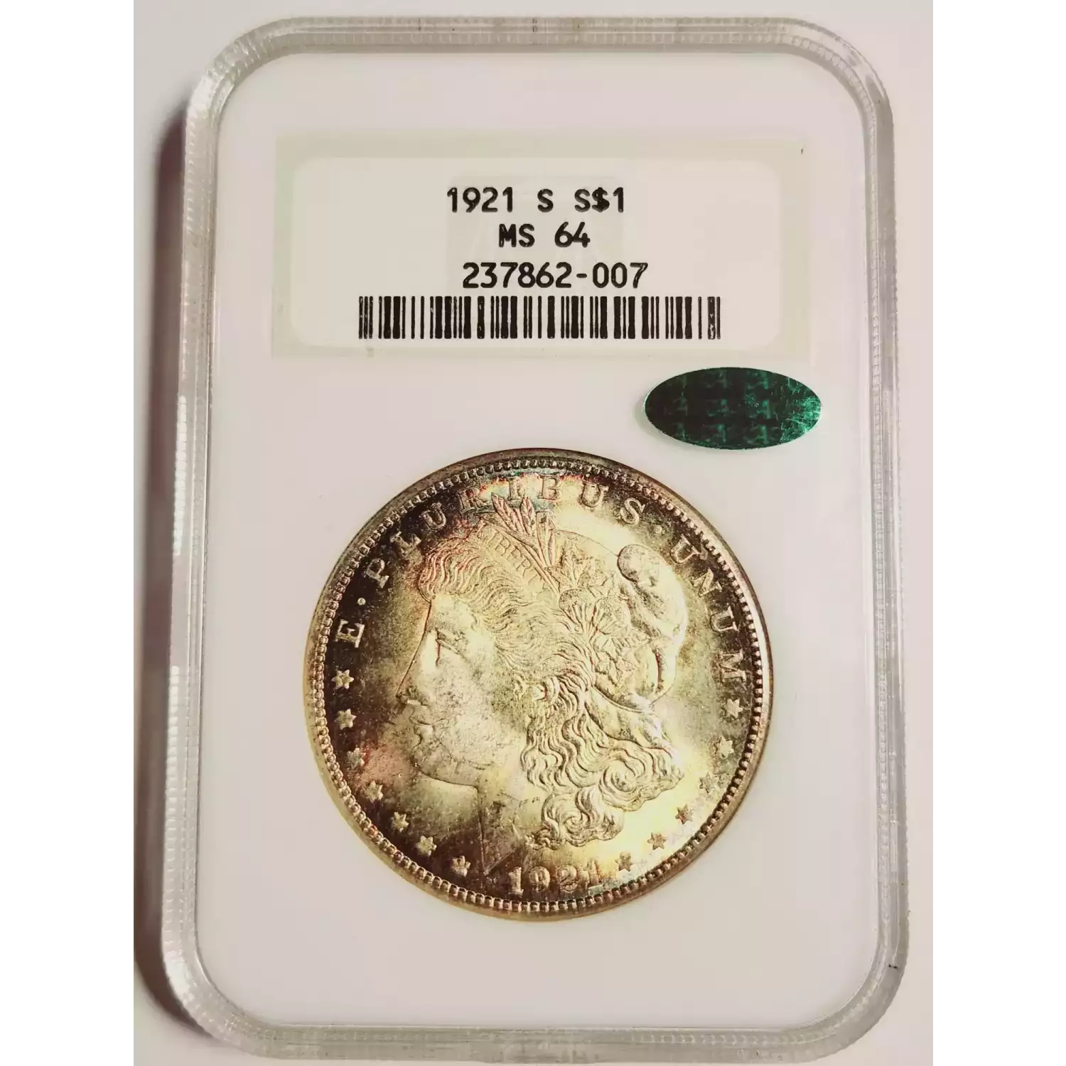 1921-S Morgan Silver Dollar NGC MS-64 - A Wow Look! CAC - Bob Paul Rare Coins