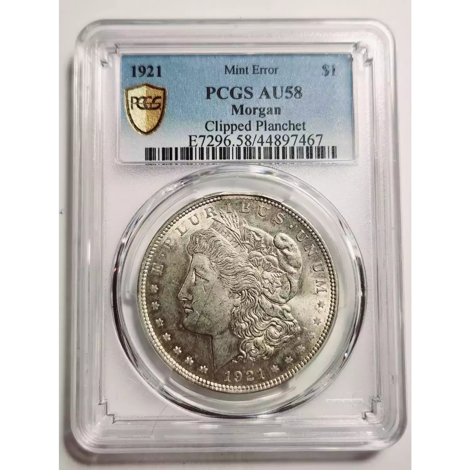 1921 Morgan Silver Dollar PCGS AU-58 Morgan - CLIPPED PLANCET - MINT ...