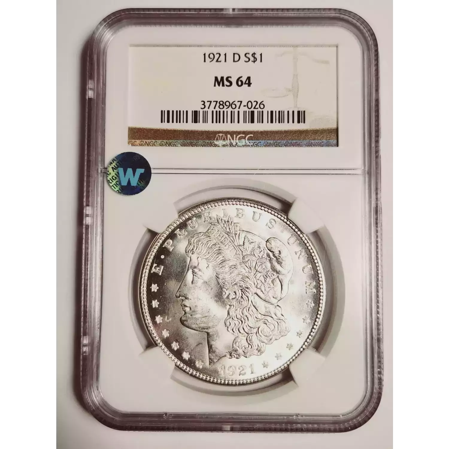 1921-D Morgan Silver Dollar NGC MS-64 - Very Pretty Sight White - Bob Paul Rare Coins