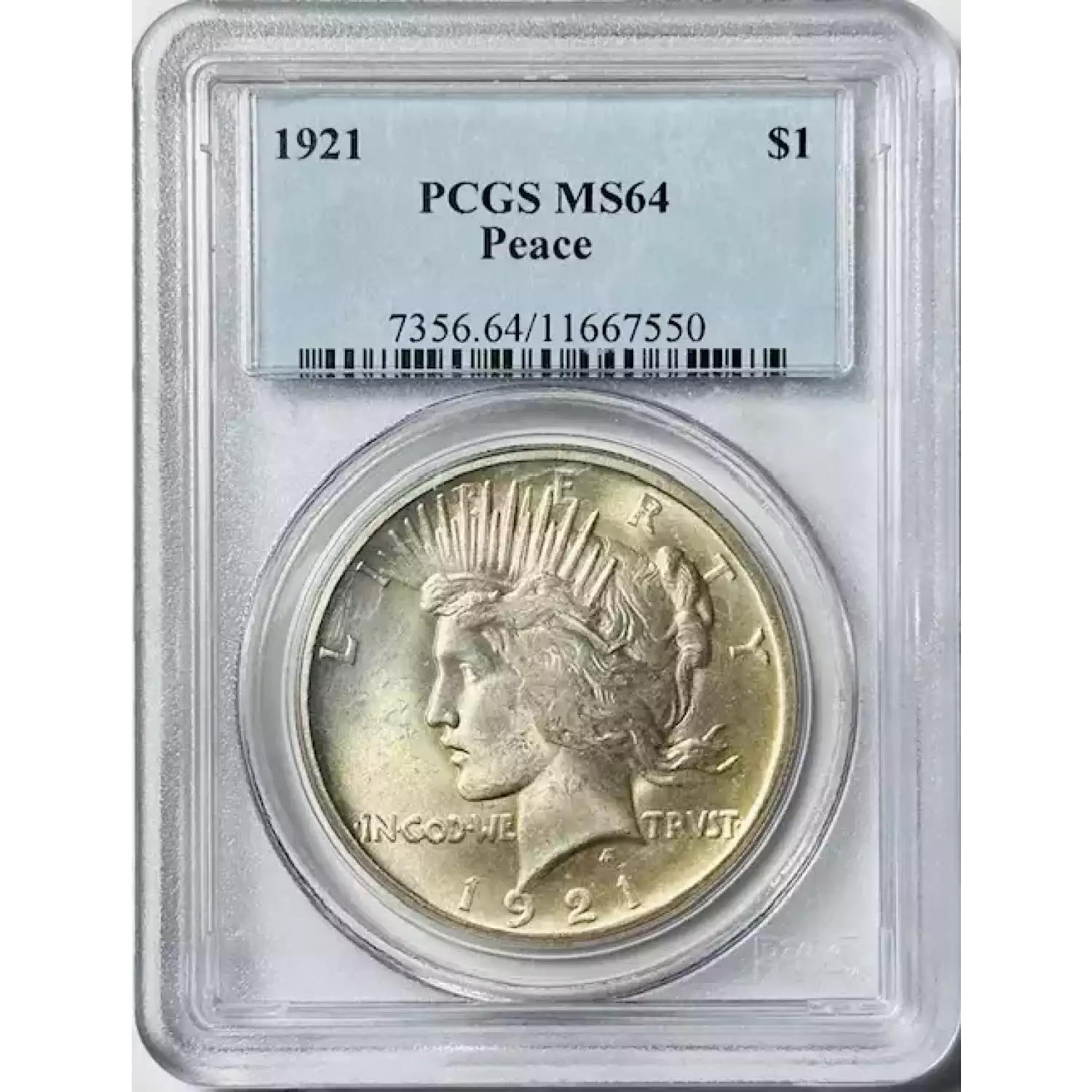 1921 Peace Dollar PCGS MS-64 Peace- PQ coin! - Bob Paul Rare Coins