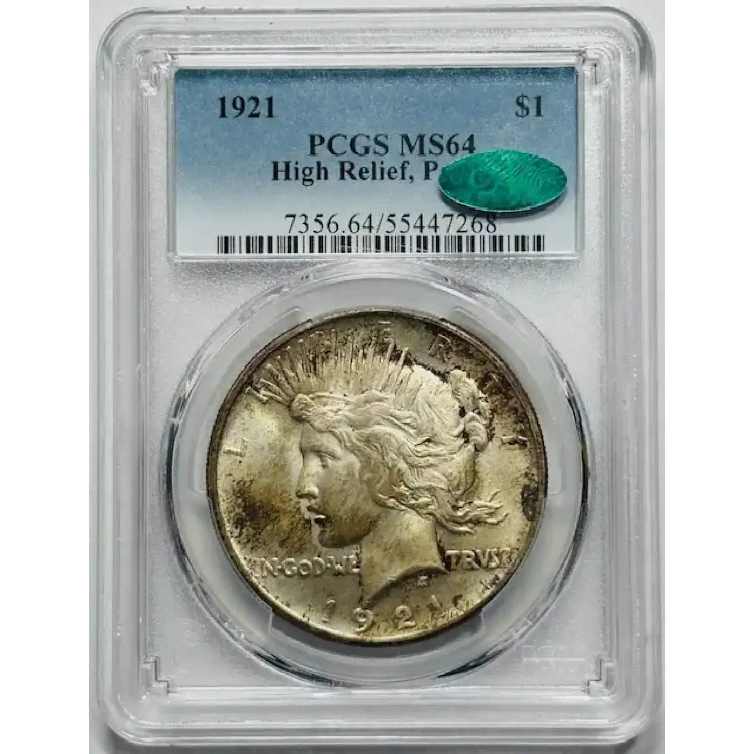 1921 Peace Dollar PCGS MS-64 High Relief CAC - Bob Paul Rare Coins