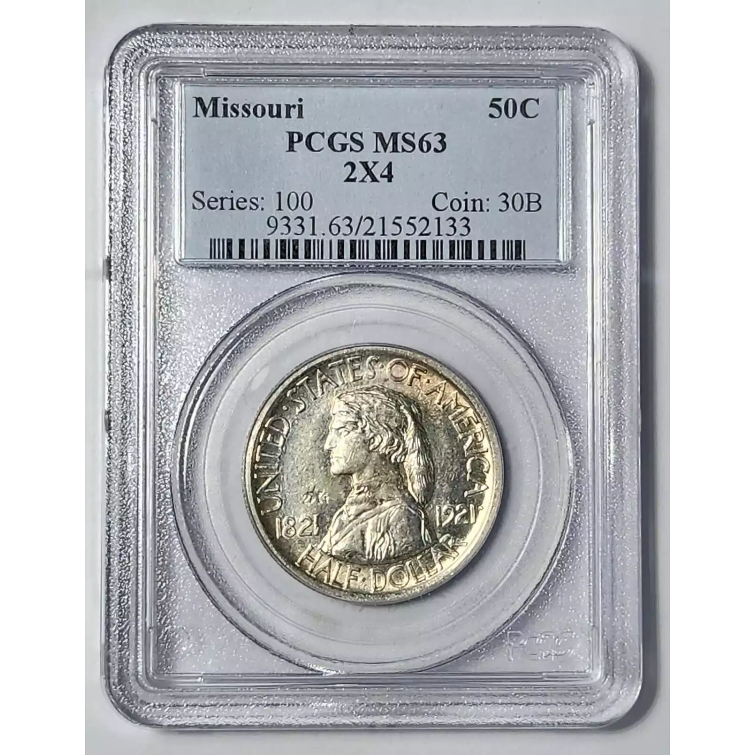 1921 Classic Commemorative Missouri Centennial PCGS MS-63 Missouri, 2X4 ...