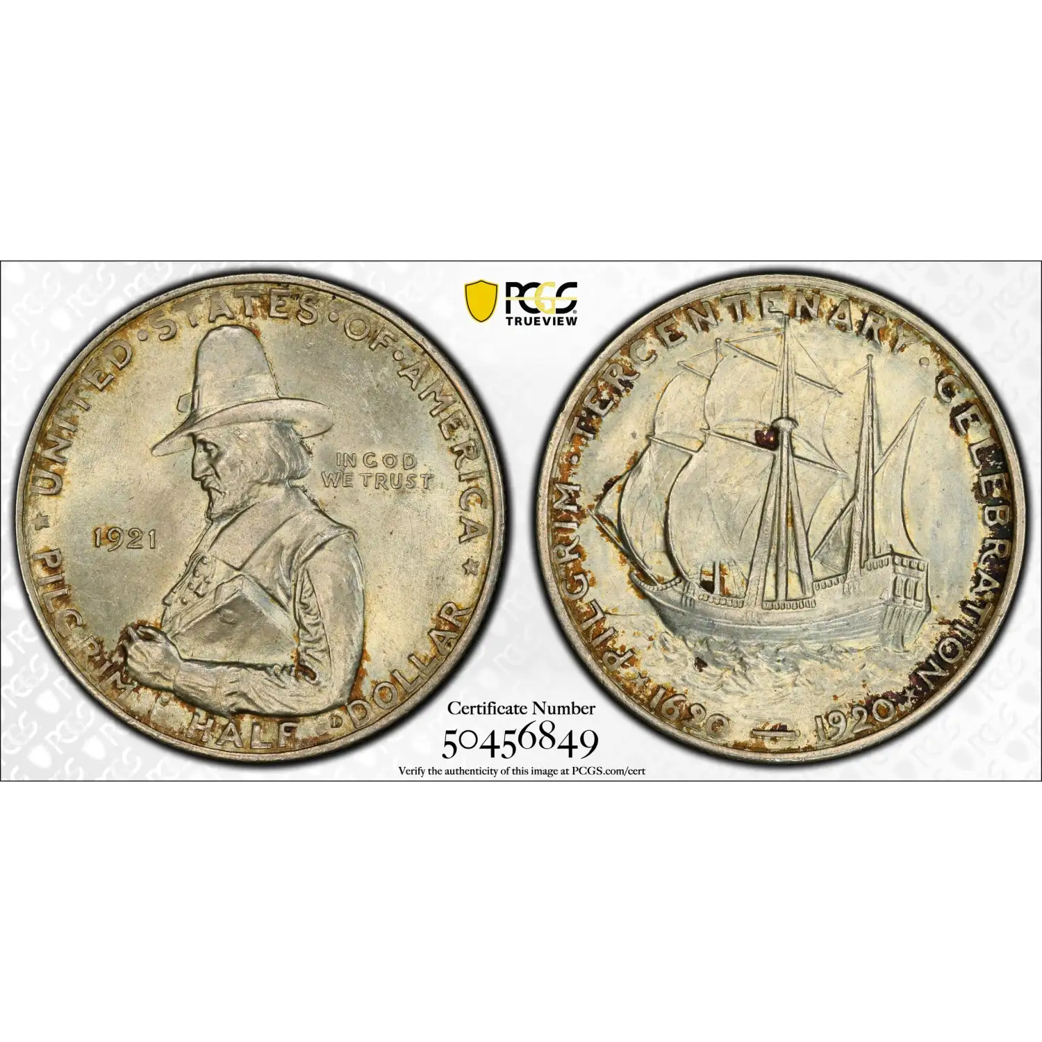 1921 Classic Commemorative Pilgrim Tercentenary PCGS MS-66 CAC - Bob Paul Rare Coins