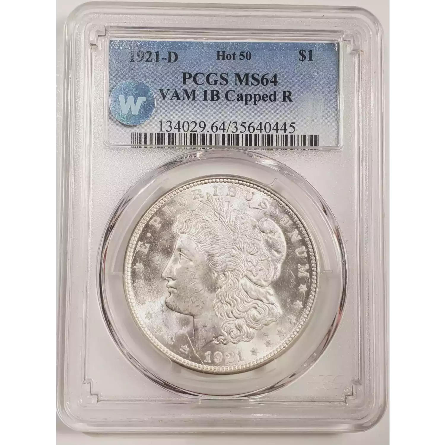 1921-D Morgan Silver Dollar PCGS MS-64 VAM 1B Capped R (Hot 50) Sight White - Bob Paul Rare Coins