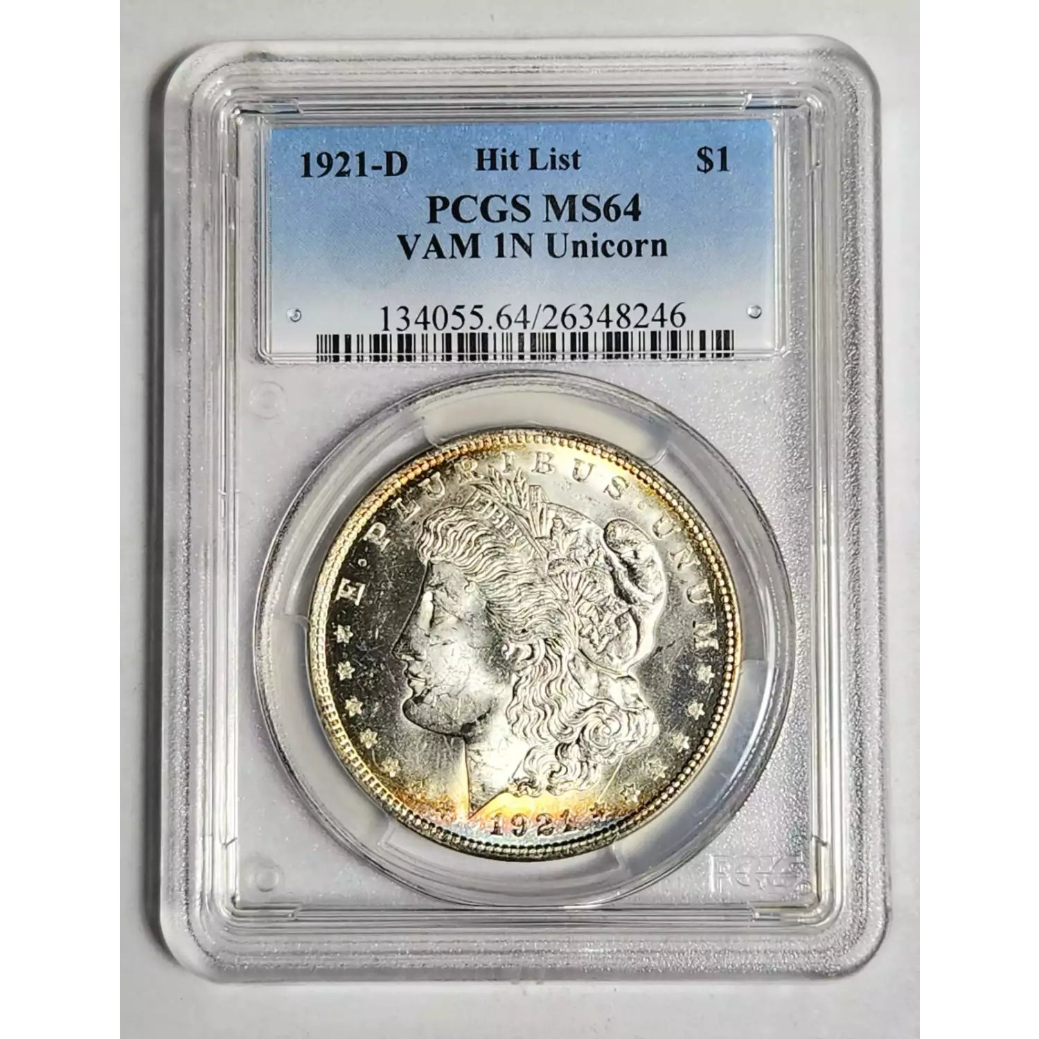1921-D Morgan Silver Dollar PCGS MS-64 VAM 1N Unicorn - HIT LIST - Bob Paul Rare Coins